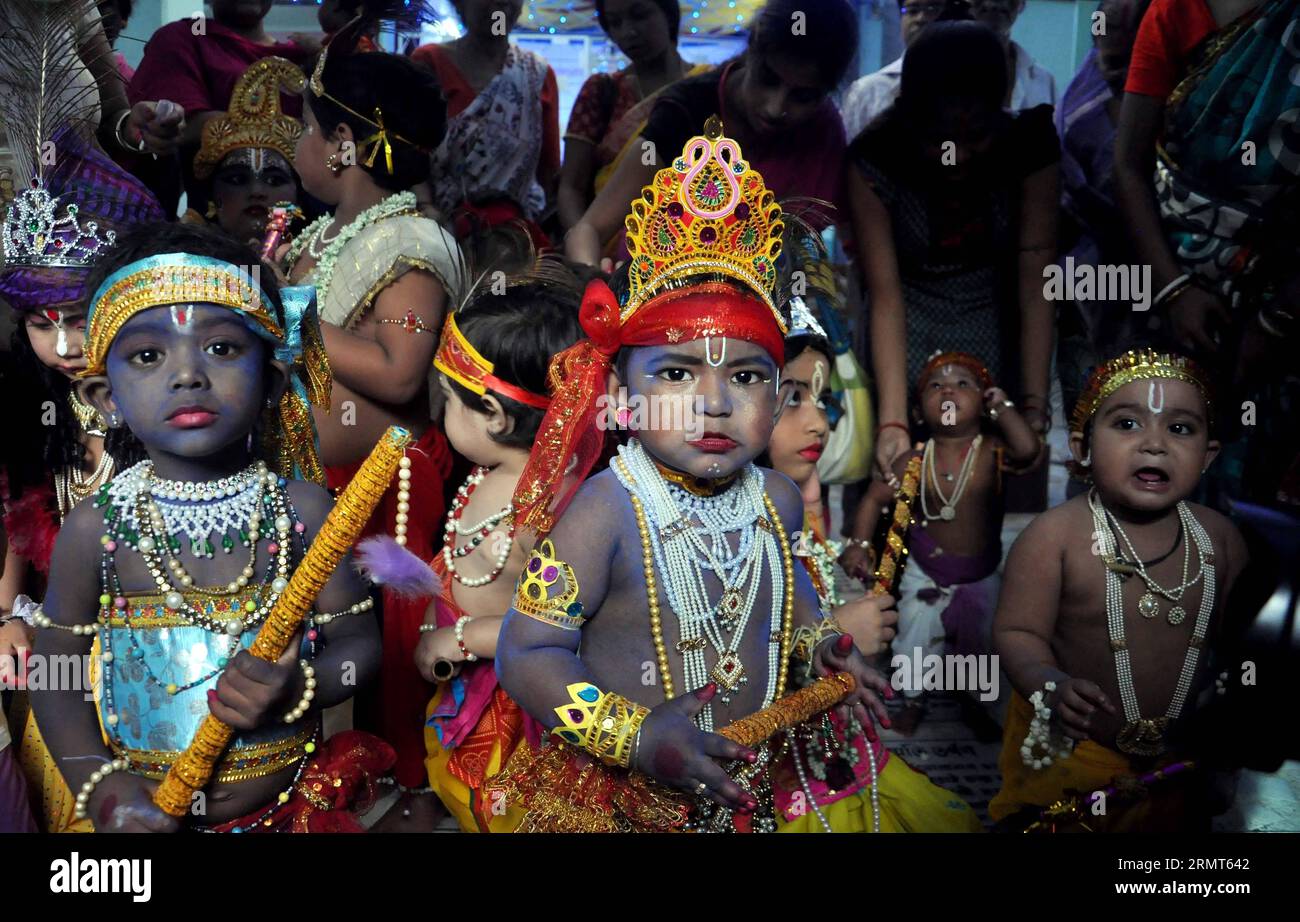 Indian toddlers dressed as Hindu God Krishna take part in Krishna ...