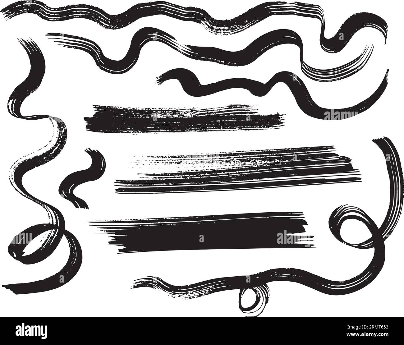 Grunge Dry Brush Ink Strokes Free Hand Set Stock Vector Image & Art - Alamy