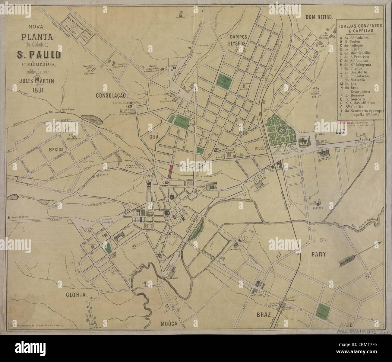Nova planta da cidade de São Paulo e subúrbios: publicada por Jules ...