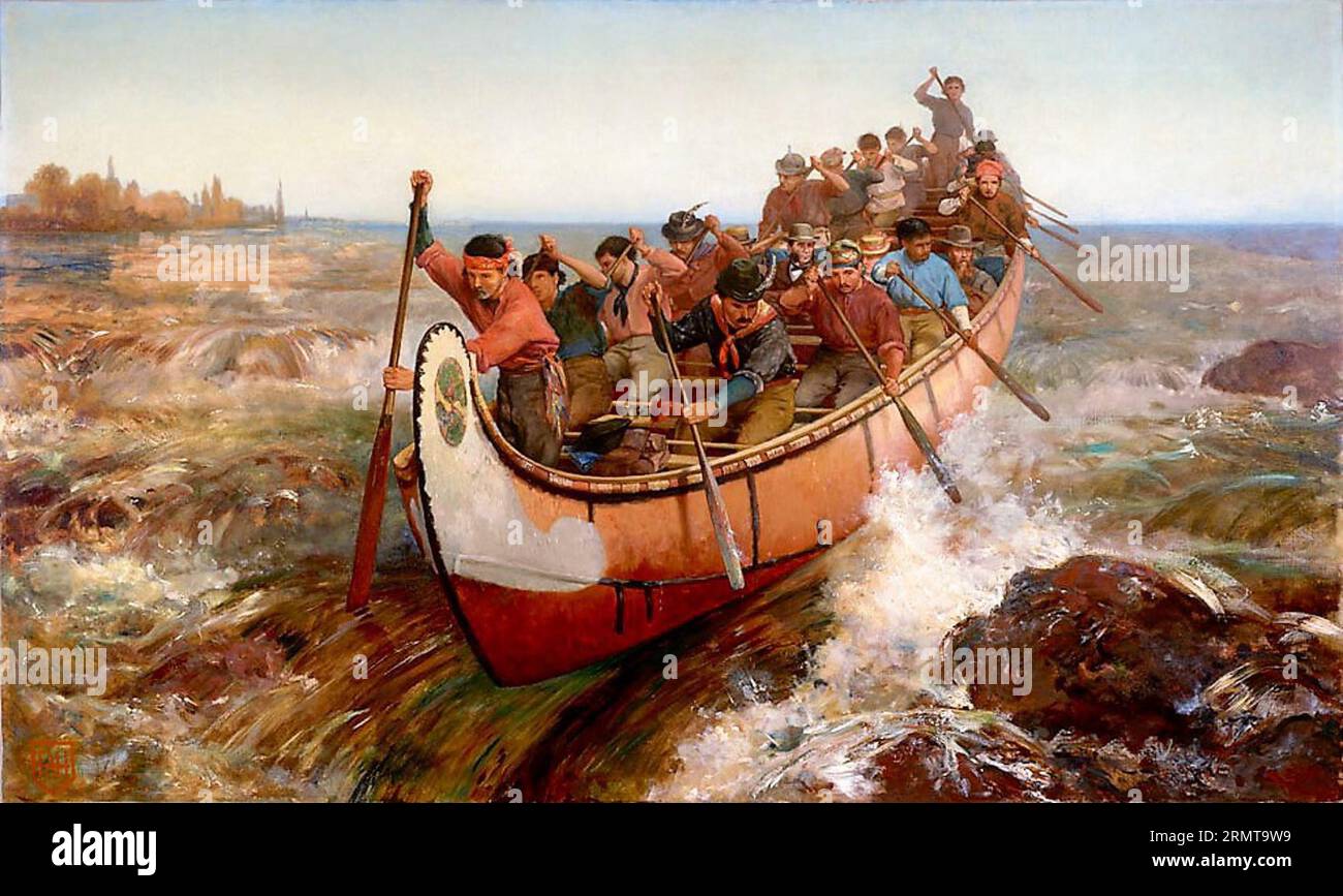 Shooting the Rapids (Quebec) 1879 by Frances Anne Hopkins Stock Photo ...