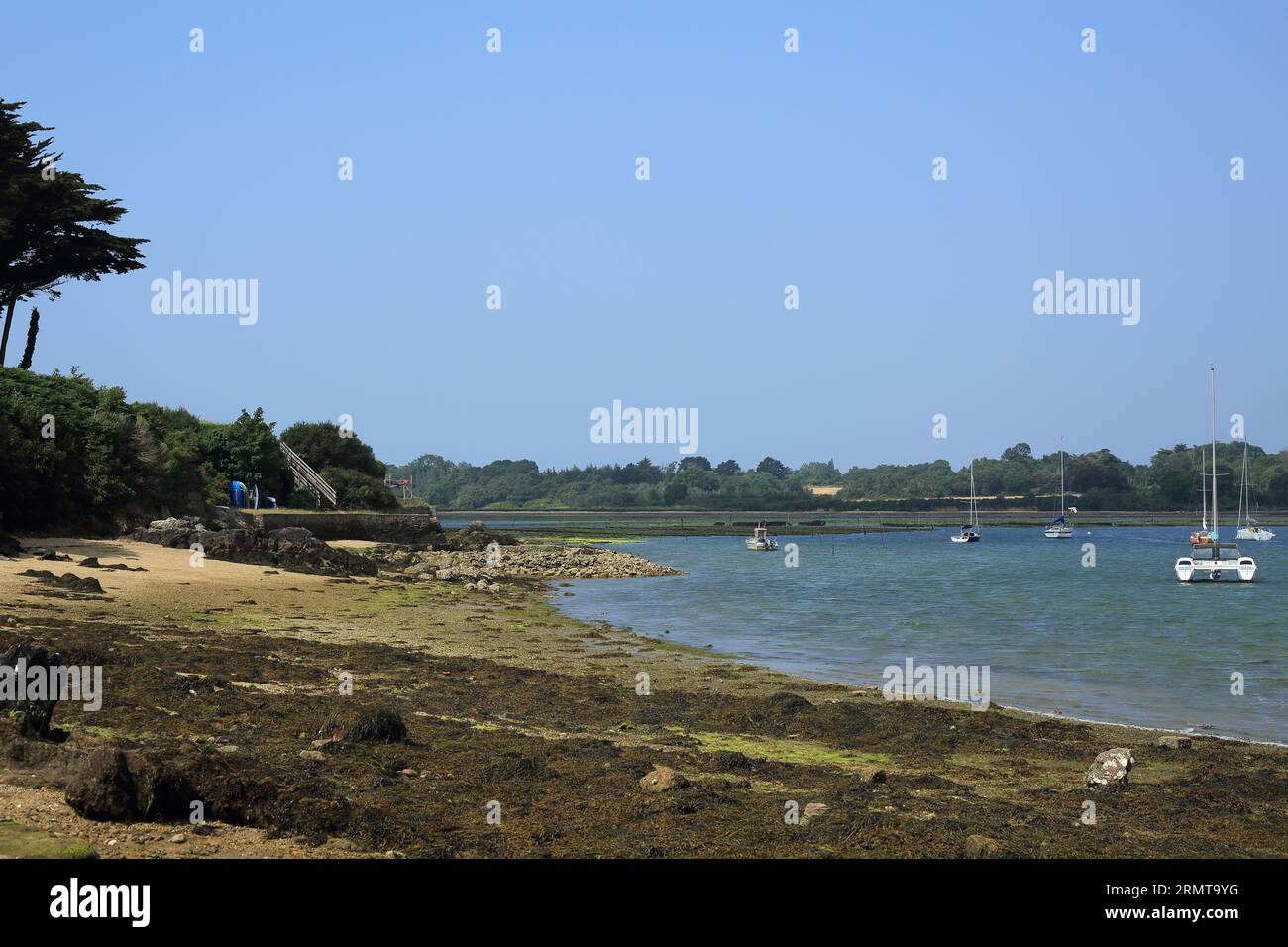 Beach at low tide on Pointe du Logeo, Le Logeo, Sarzeau, Morbihan ...