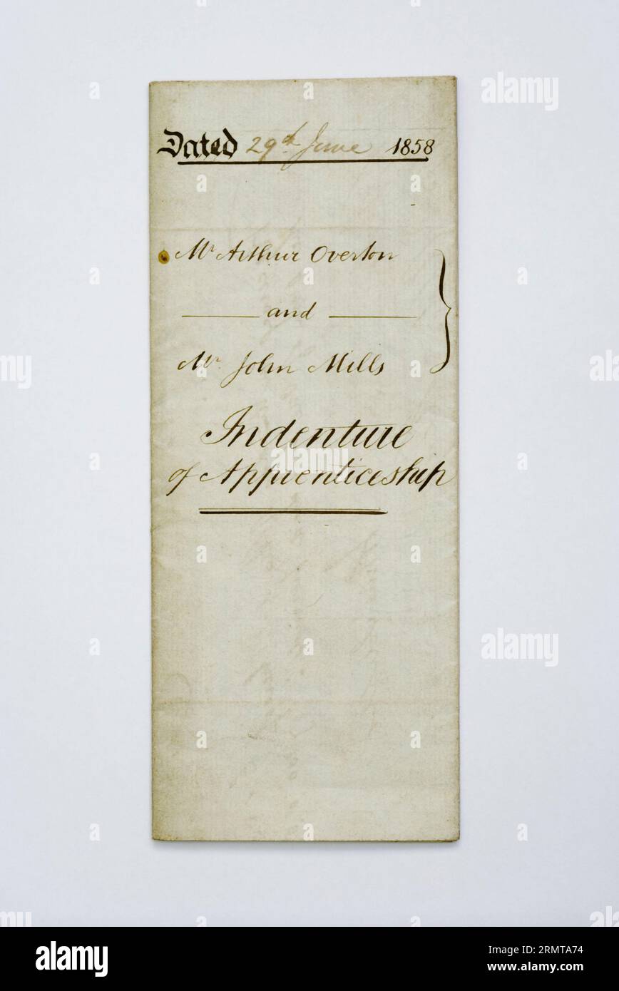 Victorian indenture of apprenticeship Stock Photo - Alamy