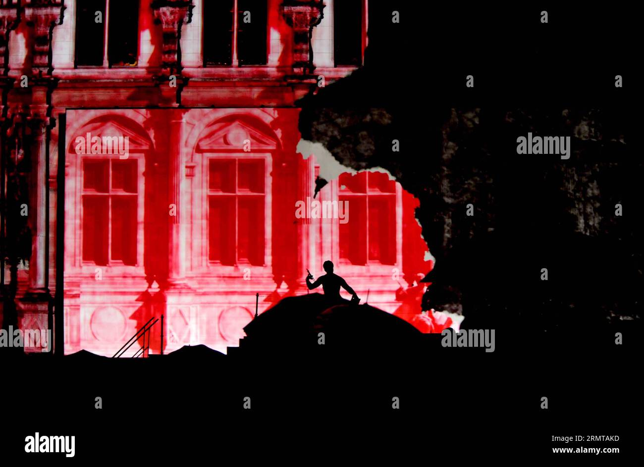 A light show is staged during a celebration marking the 70th ...