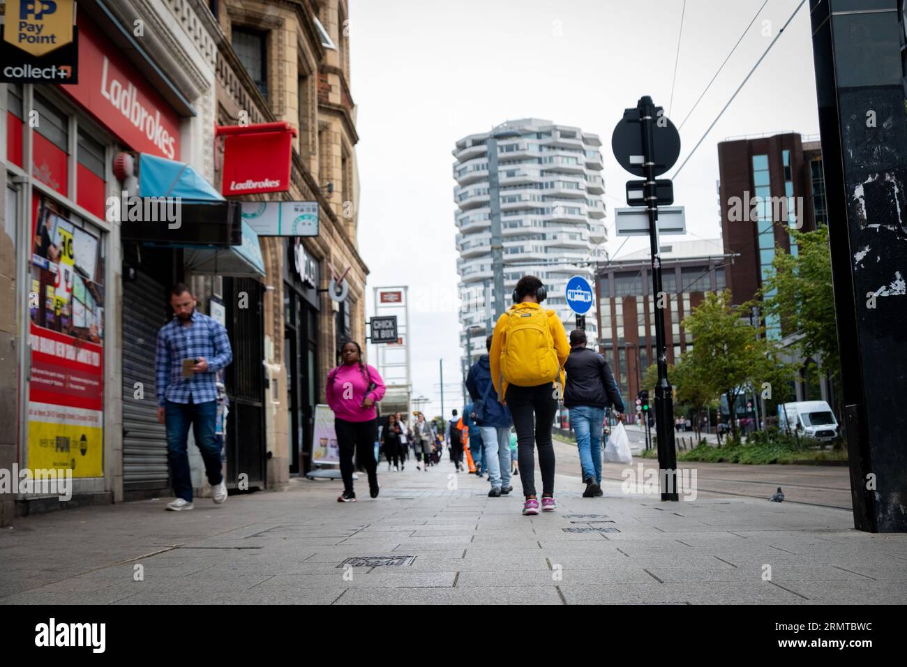 CROYDON, LONDON- AUGUST 29, 2023 Shopping street in Croydon Town Centre ...