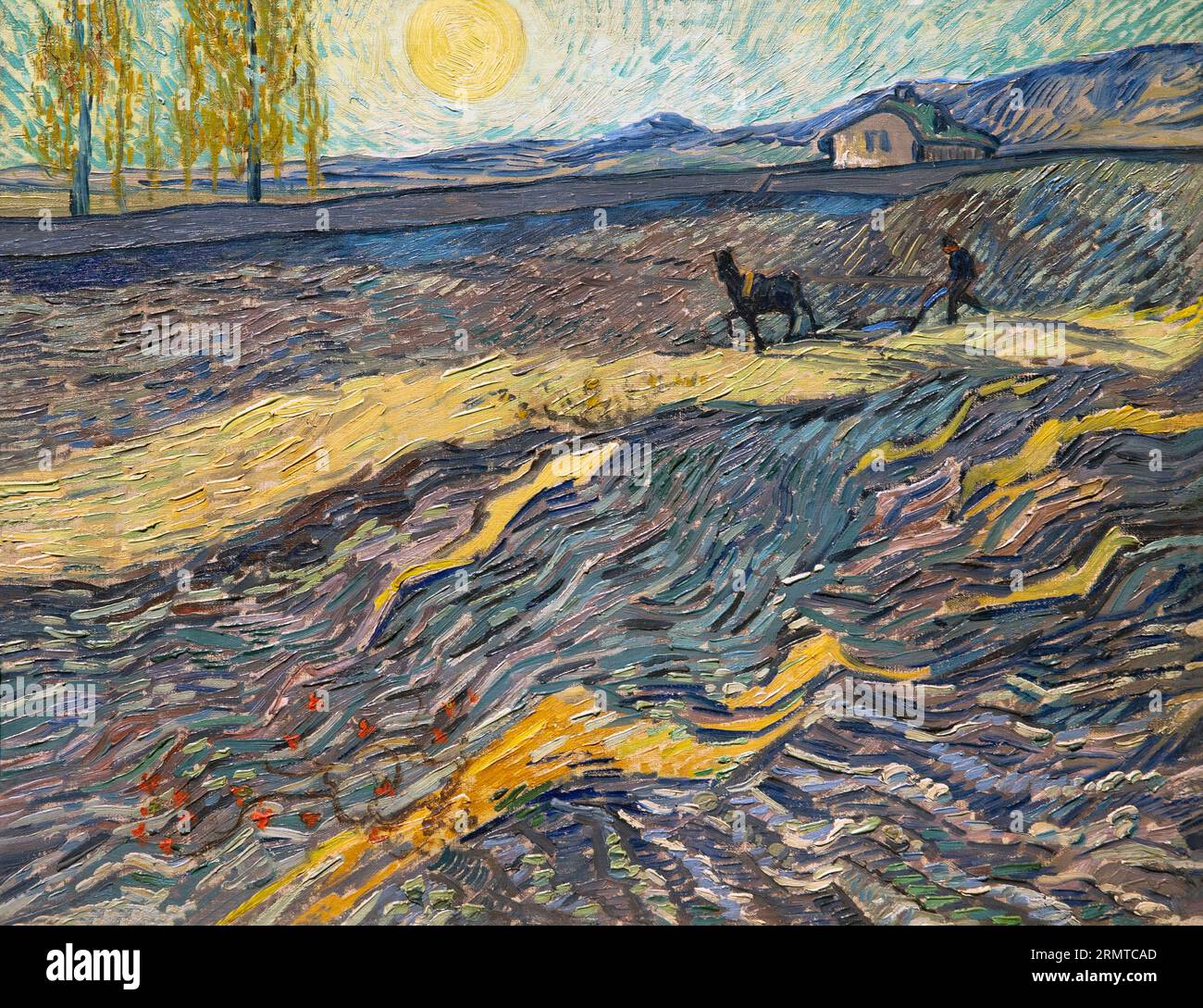 Landscape with Ploughman, Vincent van Gogh, 1889 Stock Photo - Alamy