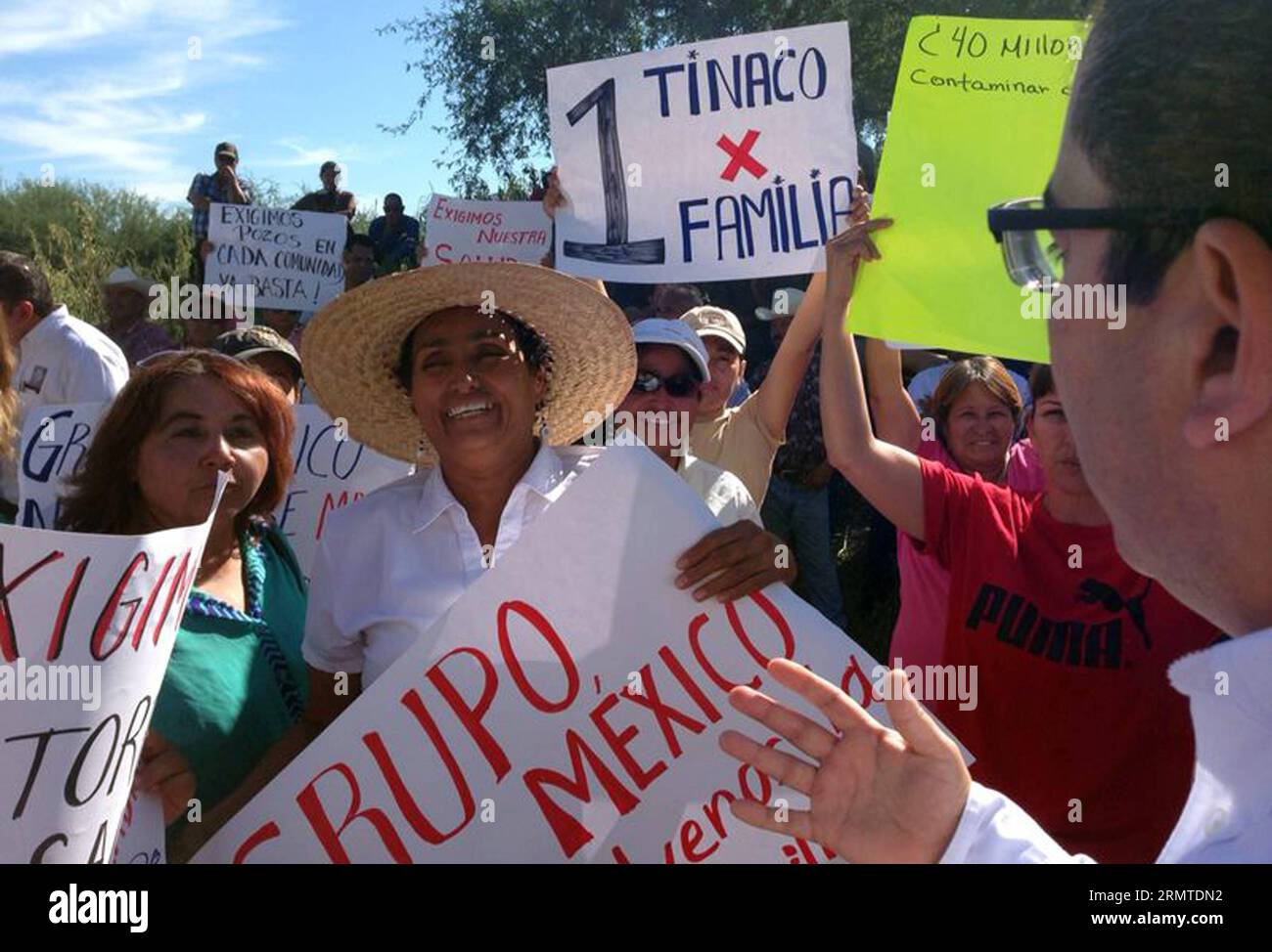 Image taken on Aug. 27, 2014, shows people taking part in a protest for ...