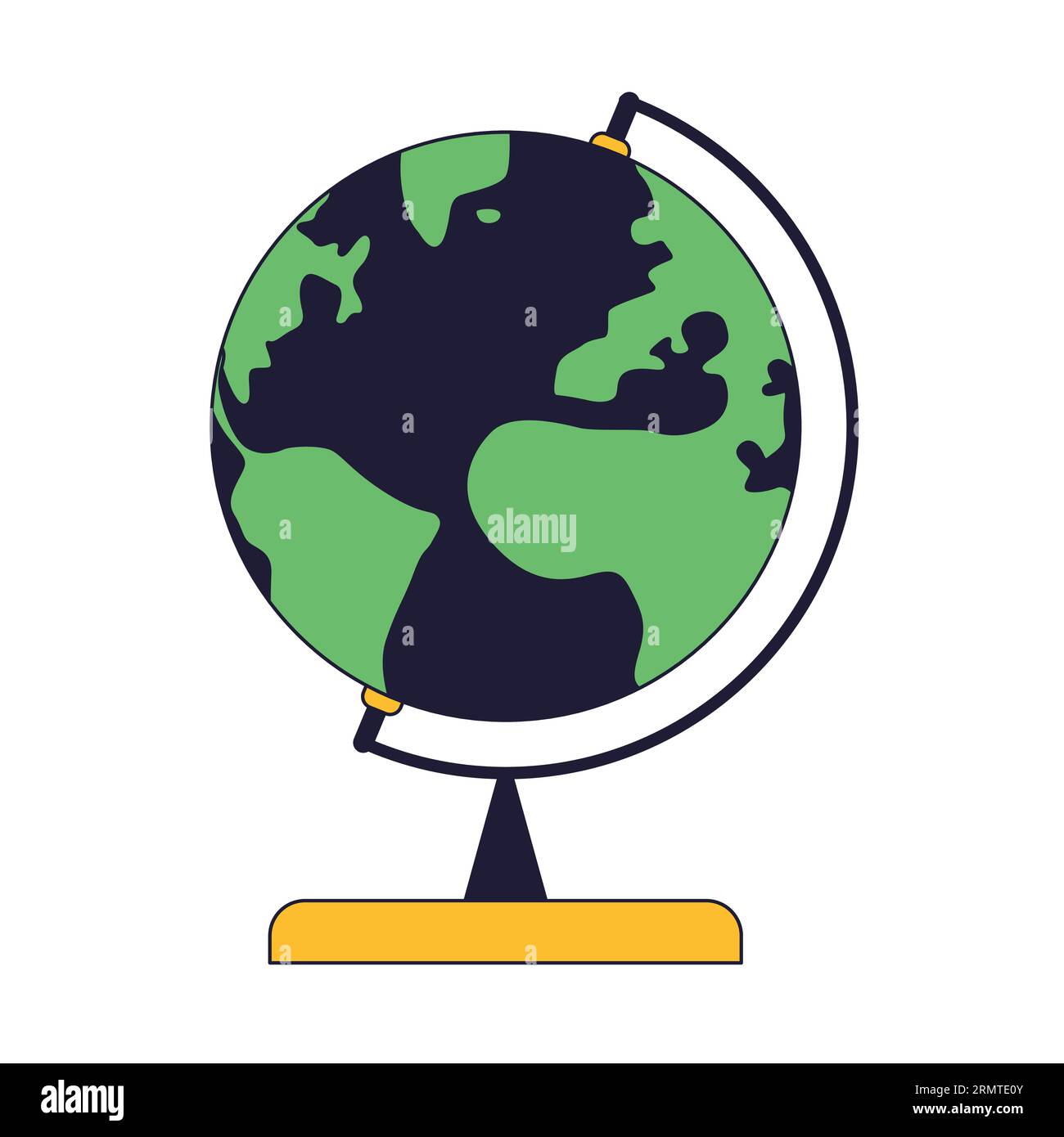 Globe On Stand Flat Line Color Isolated Vector Object Stock Vector