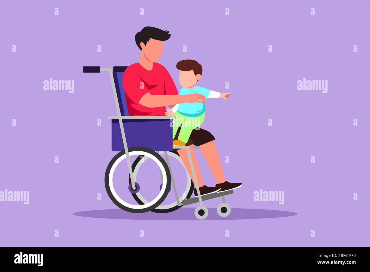 Character flat drawing happy disabled father with his child. Disability ...