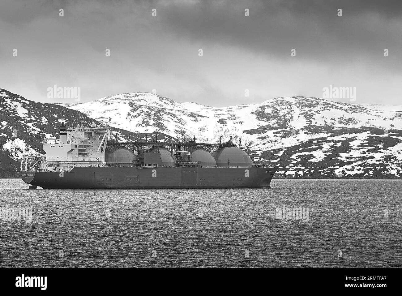 Black and white photo of norwegian lng carrier hi-res stock photography ...