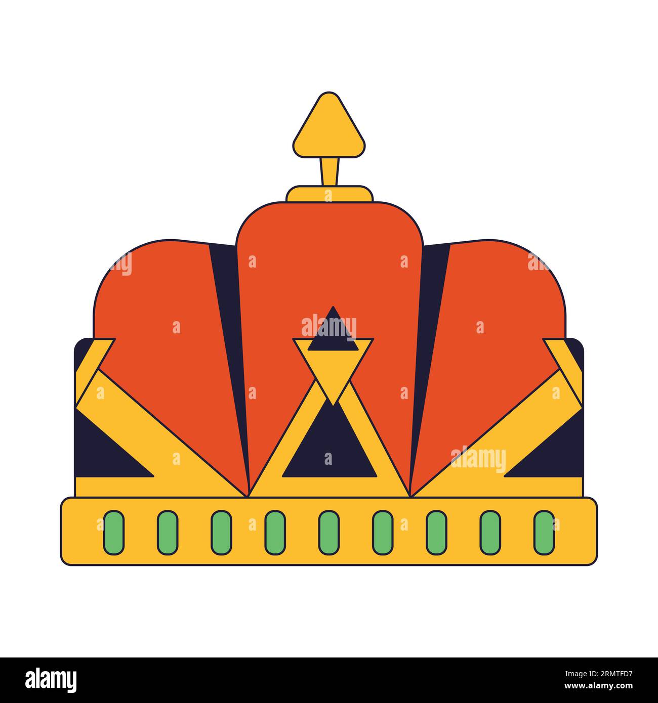 King Crown Flat Line Color Isolated Vector Object Stock Vector Image And Art Alamy