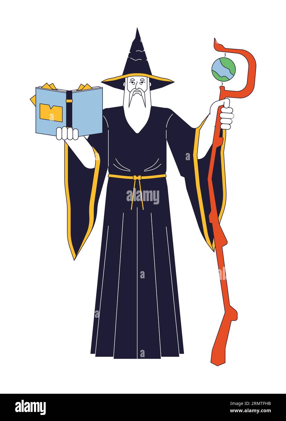 Mysterious wizard flat line color vector character Stock Vector Image ...