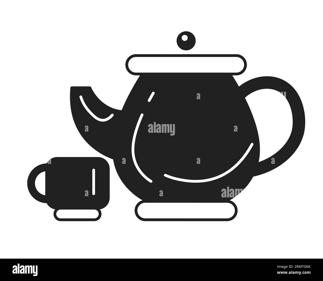 Teapot and cup monochrome flat vector object Stock Vector Image & Art ...