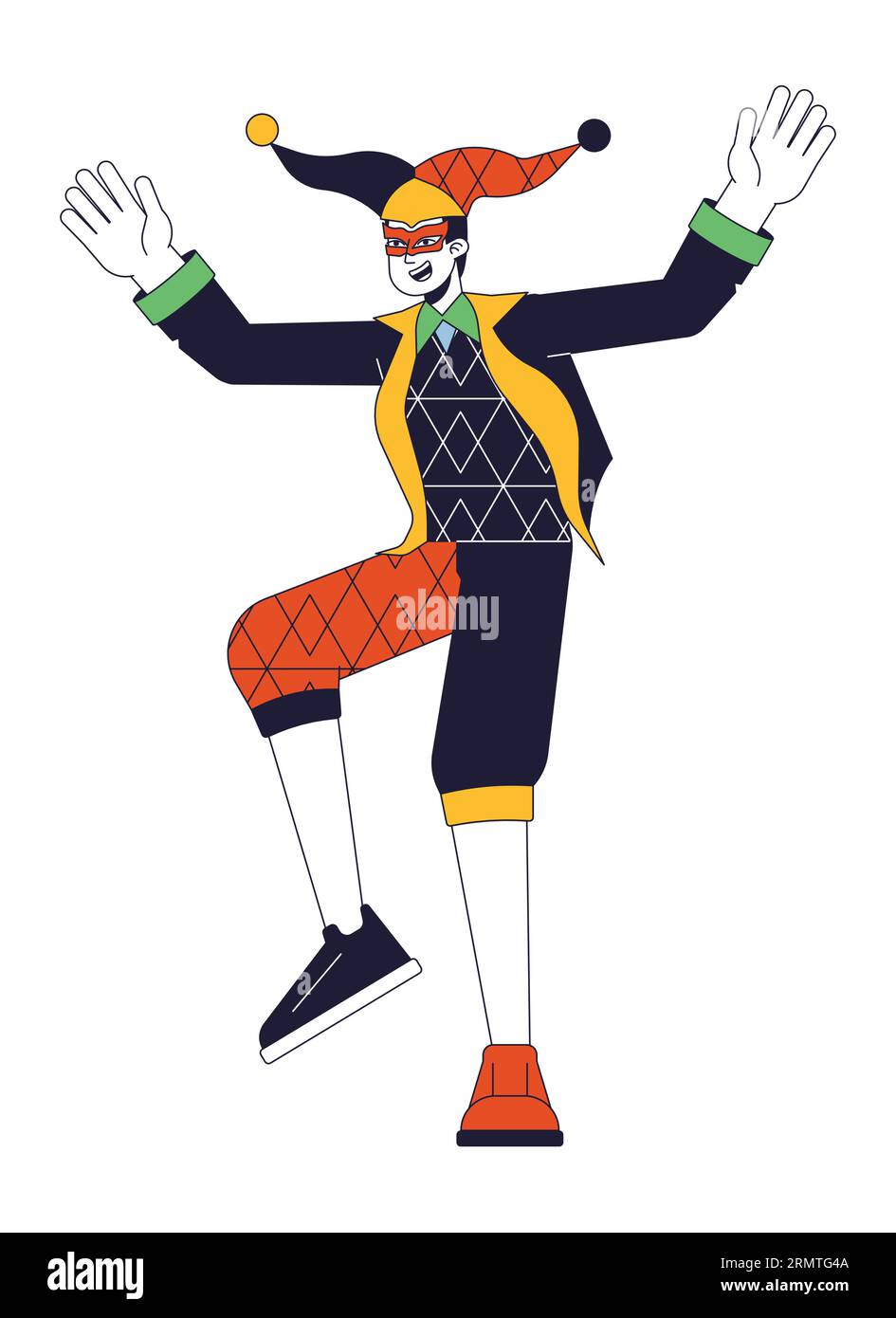 Joker in medieval costume flat line color vector character Stock Vector ...