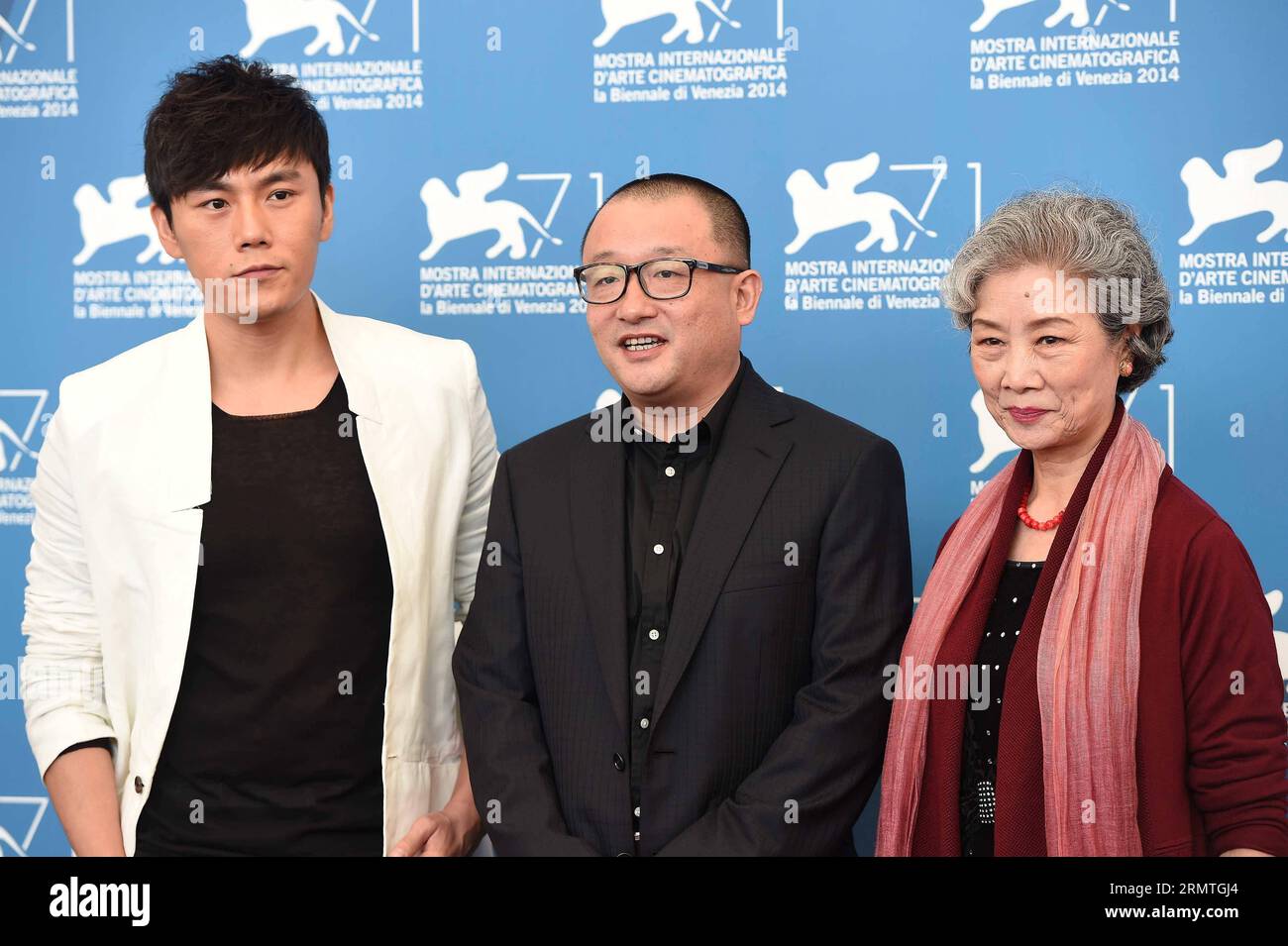 Actor Qin Hao, director Wang Xiaoshuai and actress Lu Zhong (from L to ...