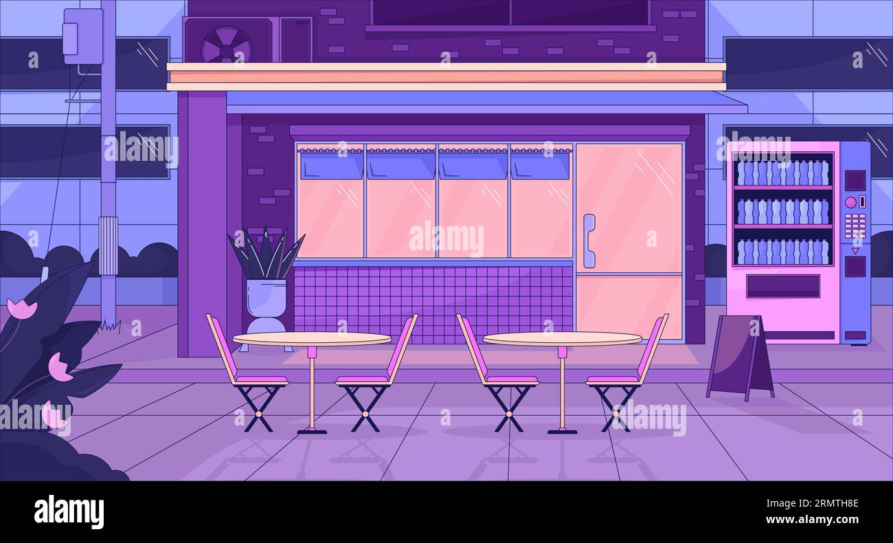 Urban storefront at night lo fi aesthetic wallpaper Stock Vector Image ...