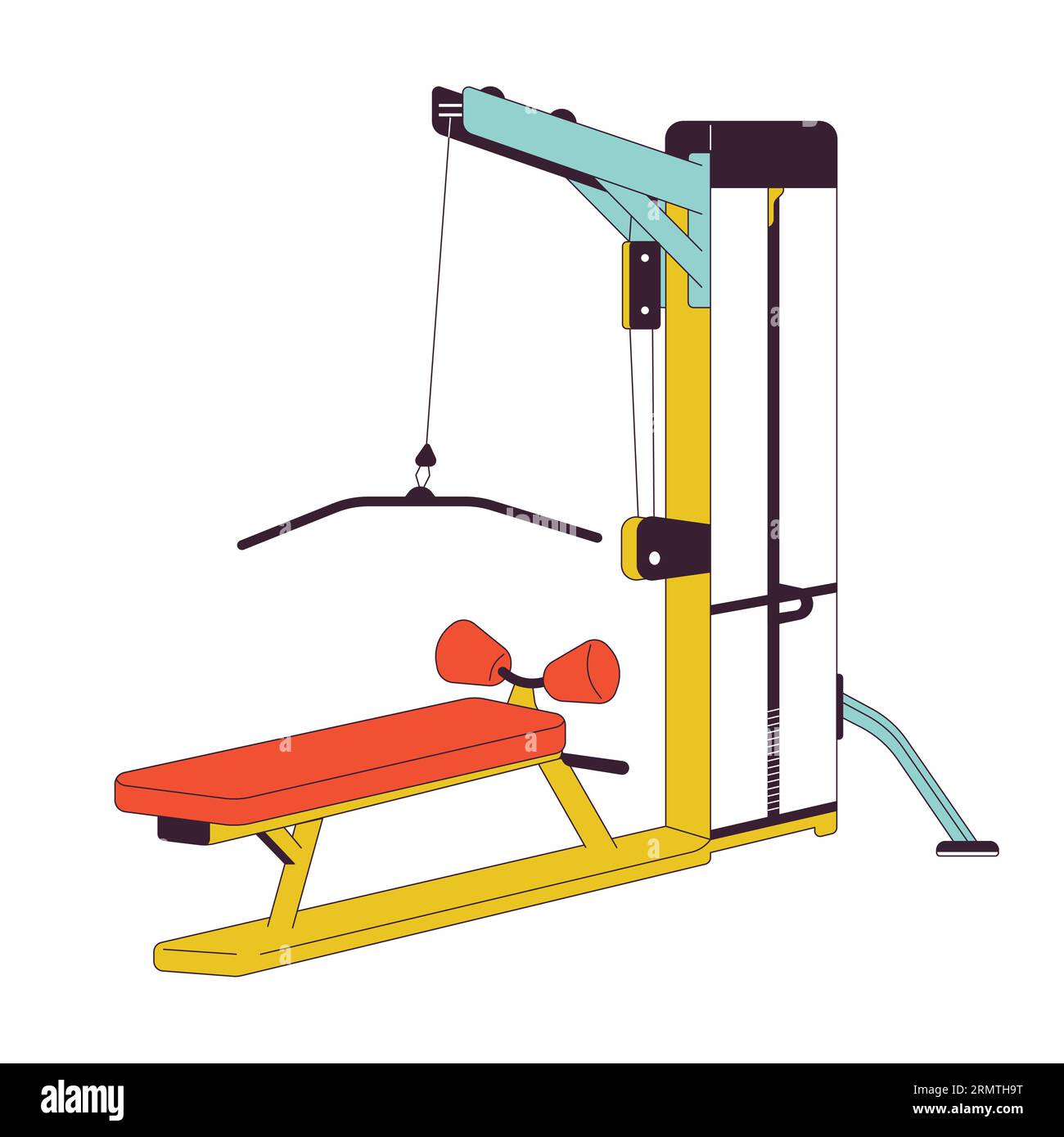 Lat Pulldown Machine Flat Line Color Isolated Vector Object Stock Vector Image And Art Alamy