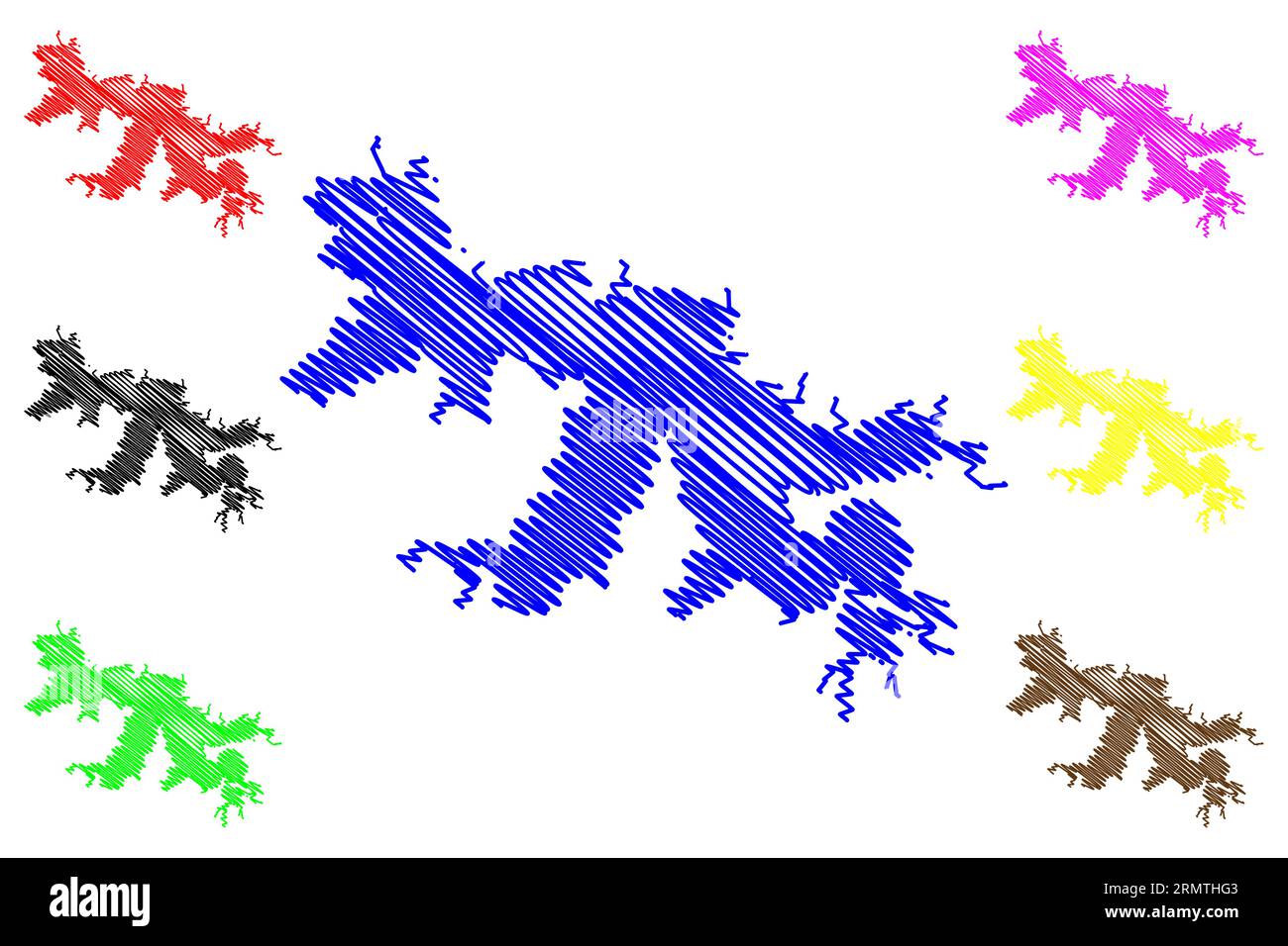 Lake Lagdo Reservoir (Africa, Republic of Cameroon) map vector ...