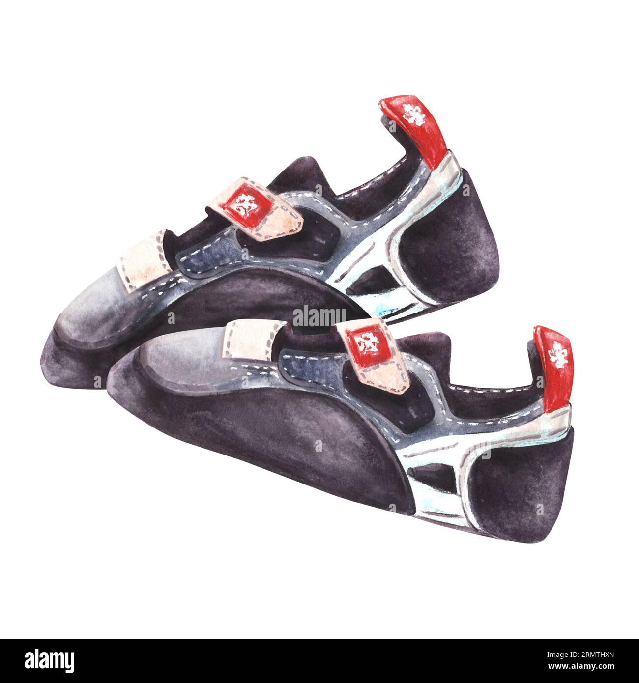 Climbing boulder black-grey with red elements pair shoe Rock wall ...
