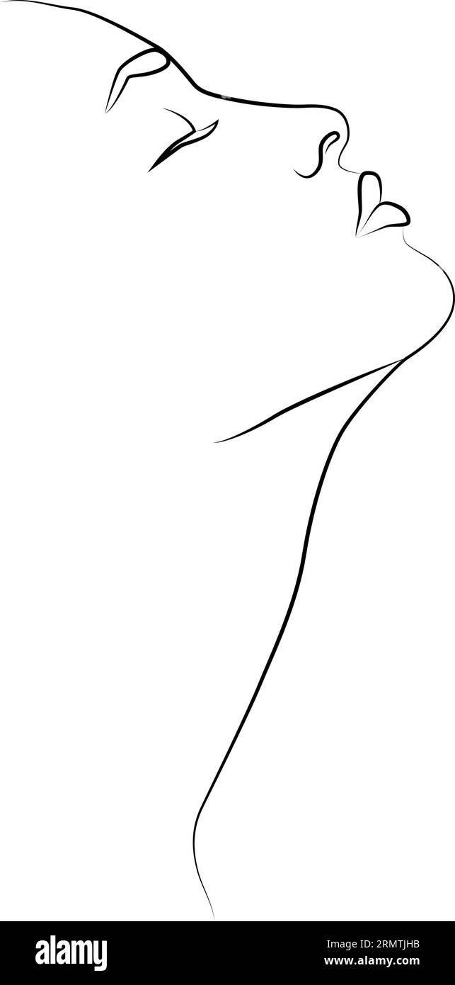 Portrait along the lines. Abstract artistic drawing of a female face ...