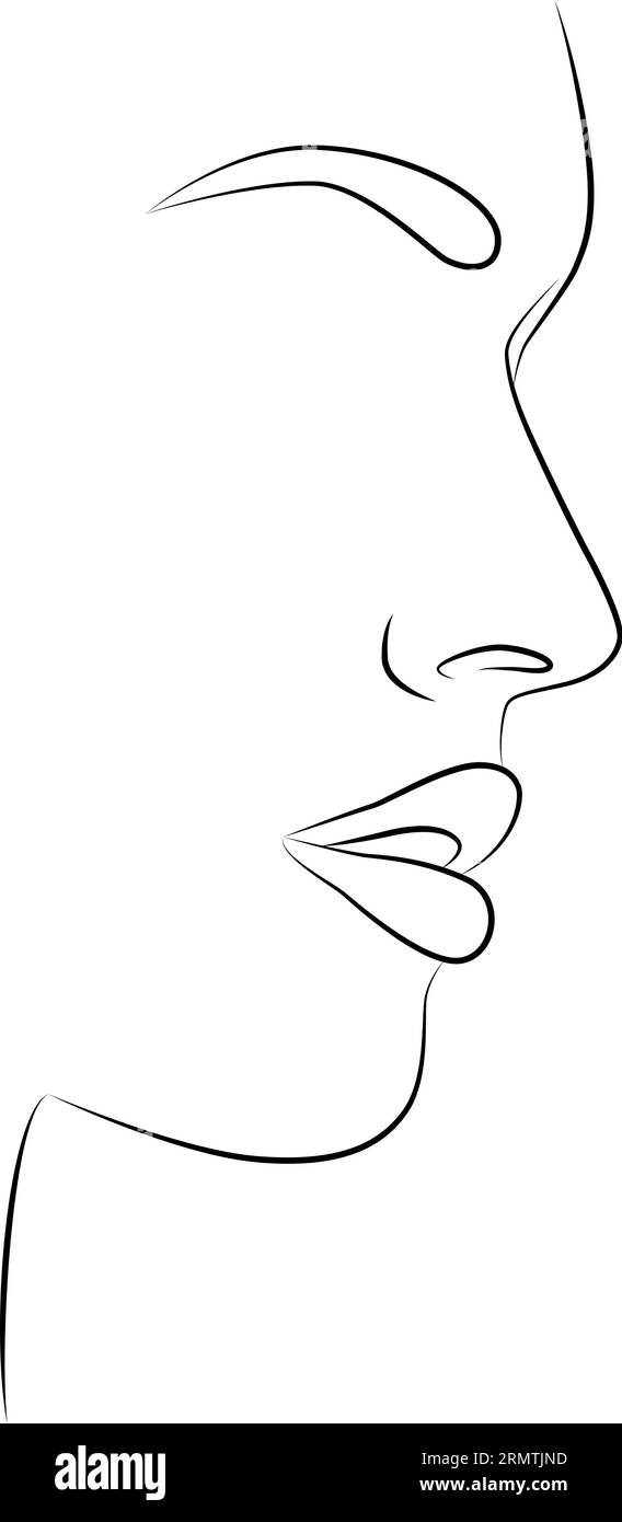 Abstract minimal female portrait. Minimalist continuous linear sketch ...