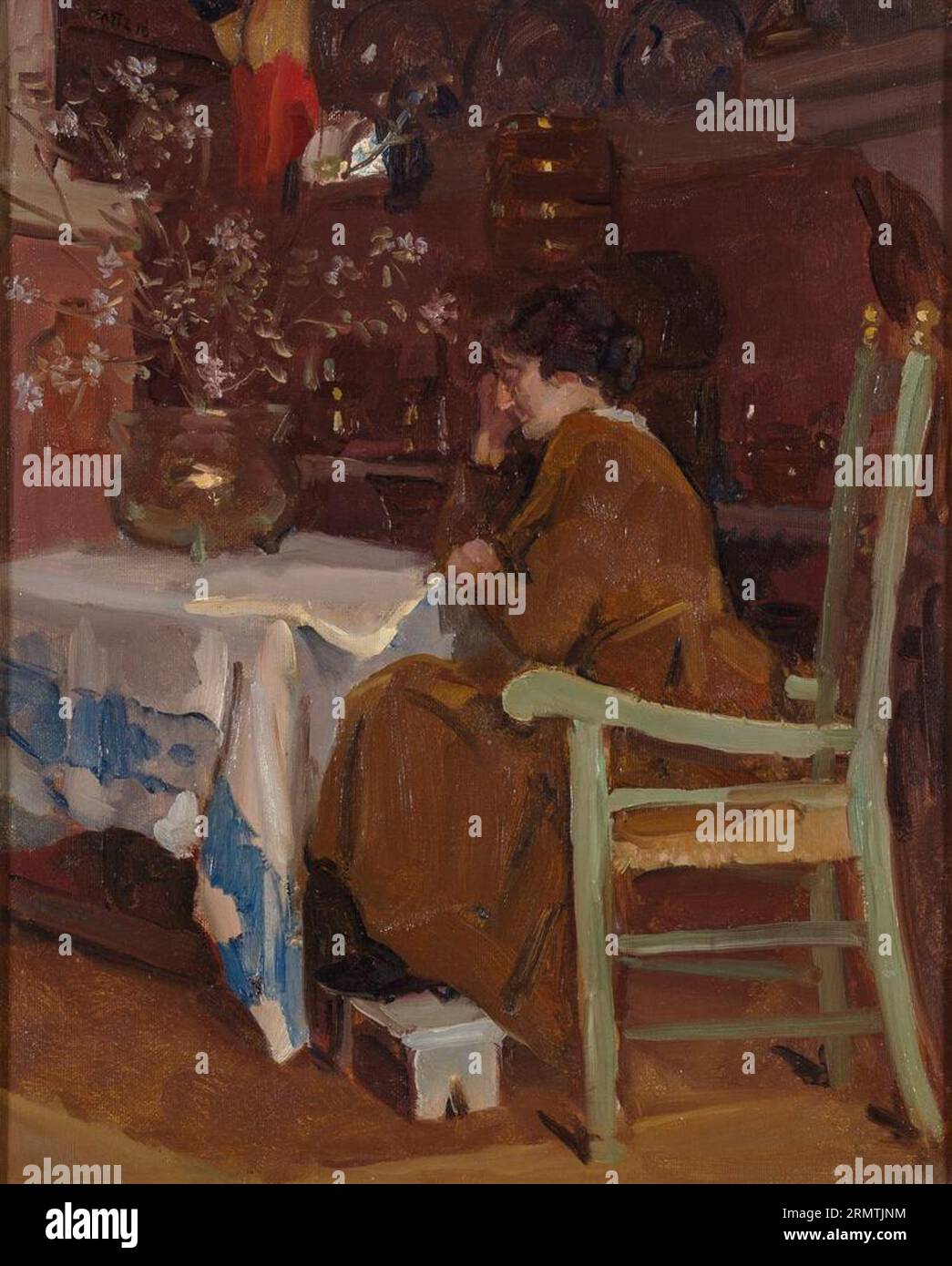 Lezende vrouw 1918 by Louis Hartz Stock Photo - Alamy