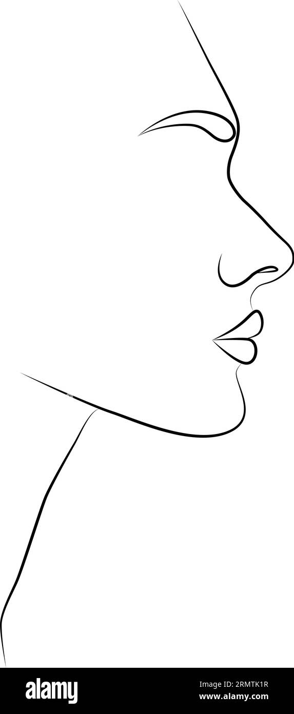 Portrait along the lines. Abstract artistic drawing of a female face ...