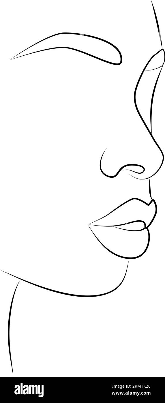 Girl. Continuous line, drawing many faces and hairstyles Stock Vector ...