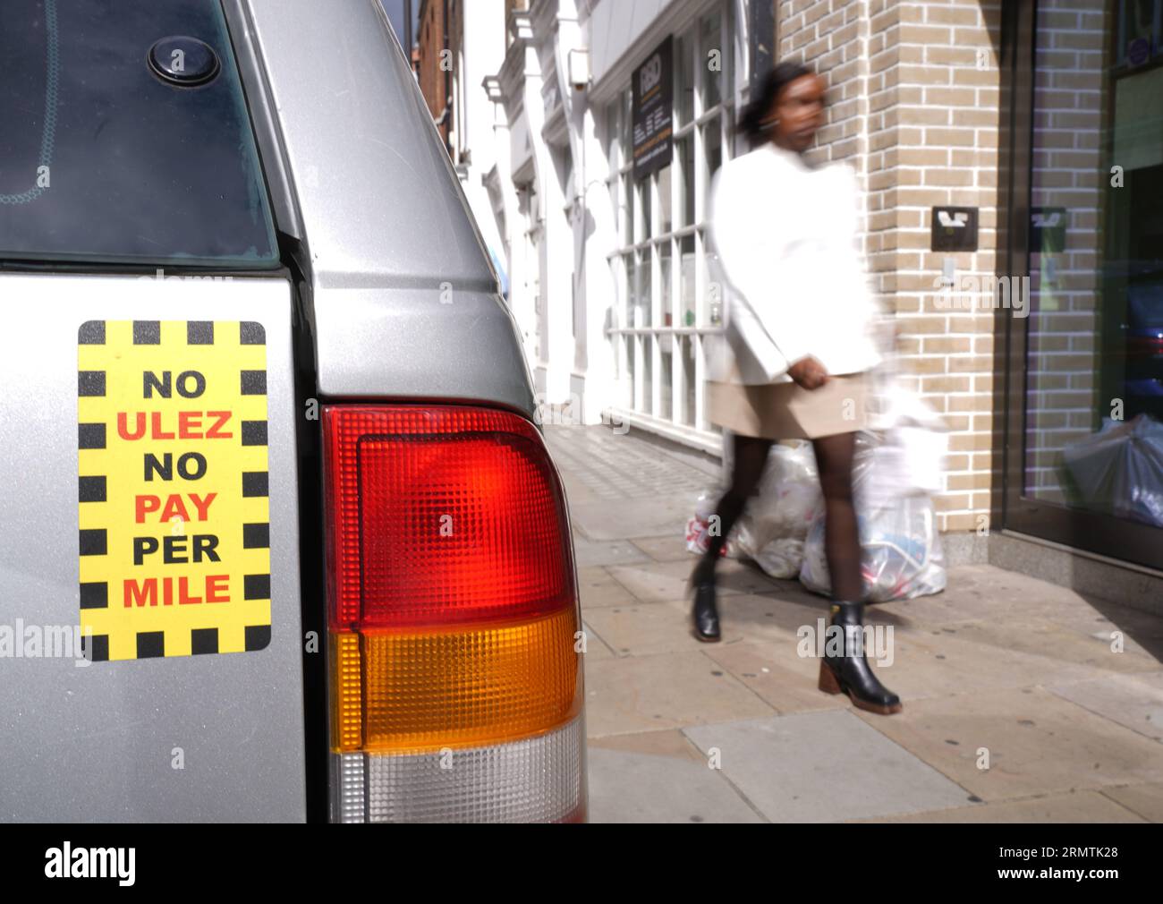 An anti ulez sticker on a vehicle on Warwick Avenue, London, on the ...