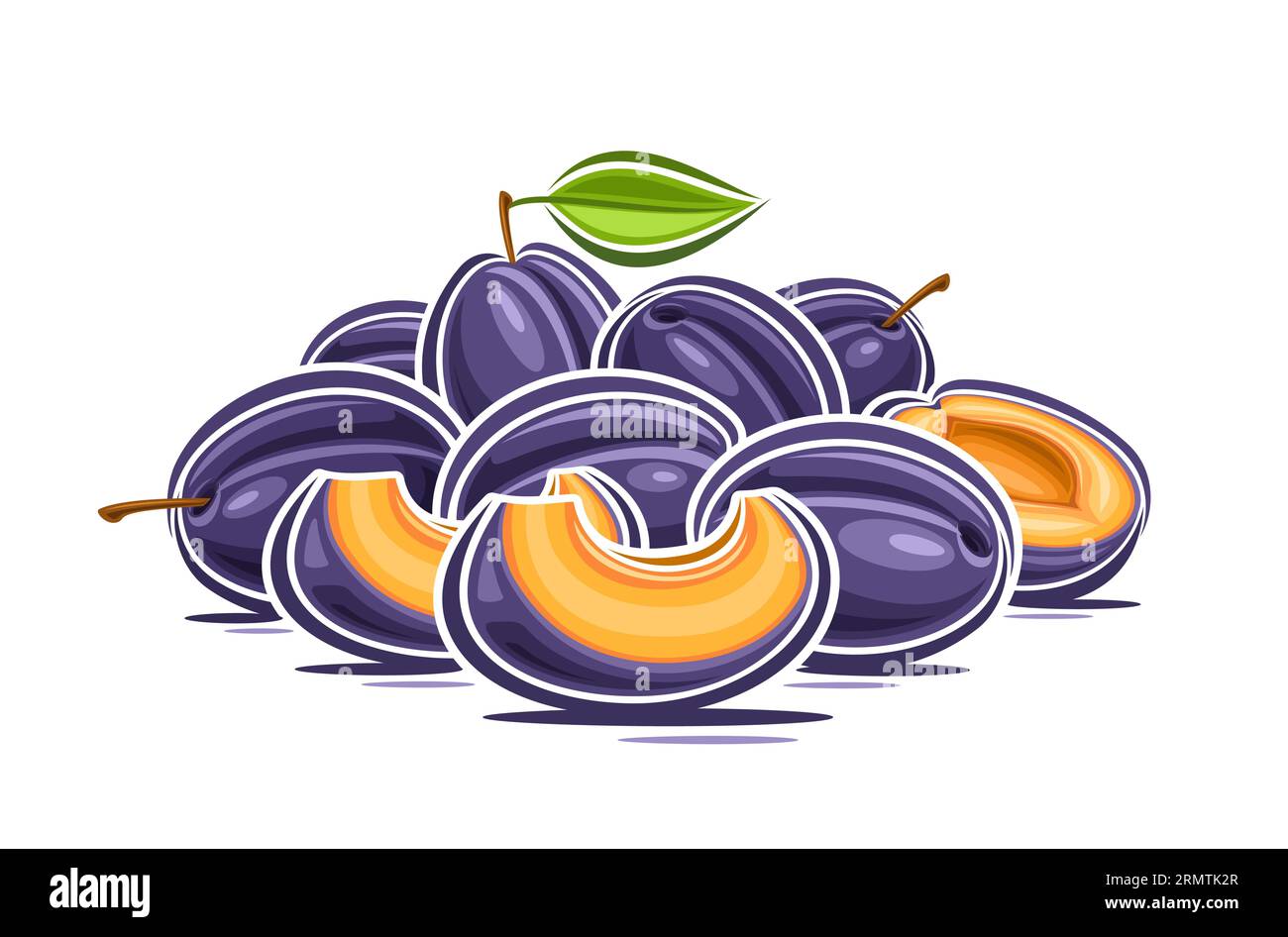 Vector logo for Plums, decorative horizontal poster with cartoon design ...