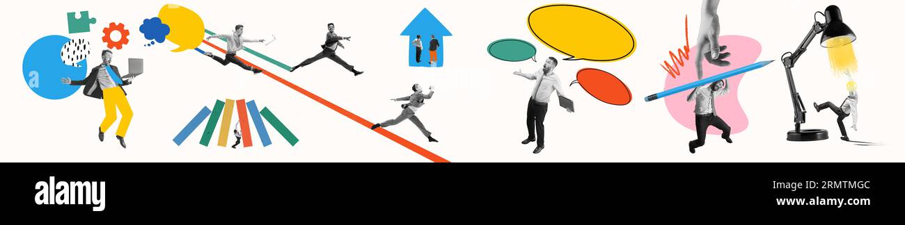 Working days. Office employees working on project, creating ideas and ...