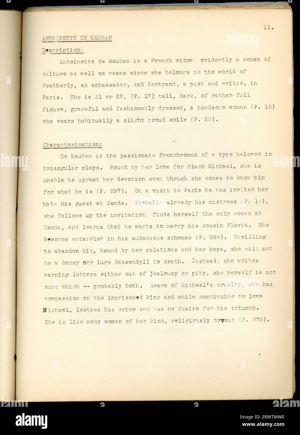 Character and Description of character ANTOINETTE DE MAUBAN (played in ...