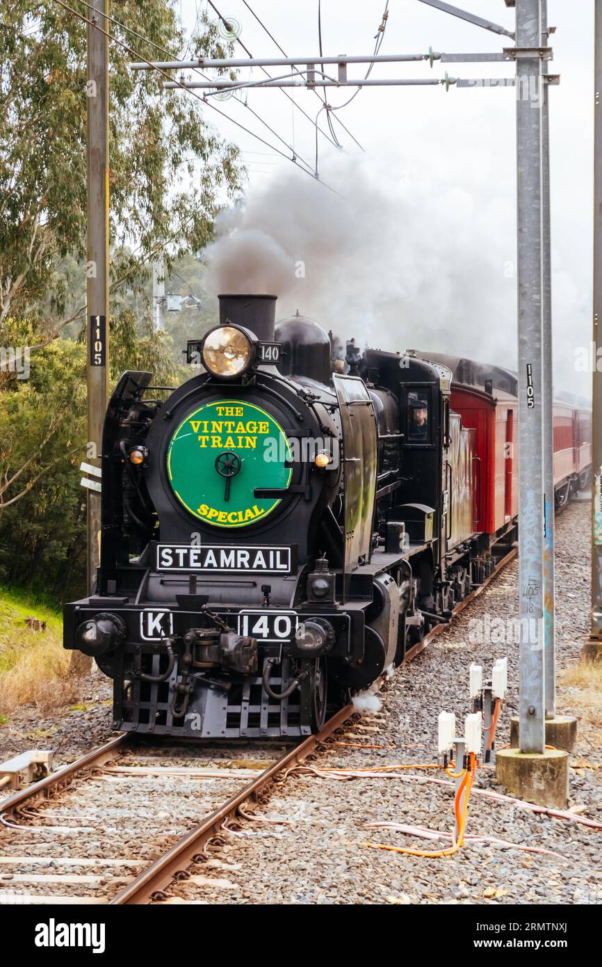 Heritage Steam Train in Melbourne Australia Stock Photo - Alamy