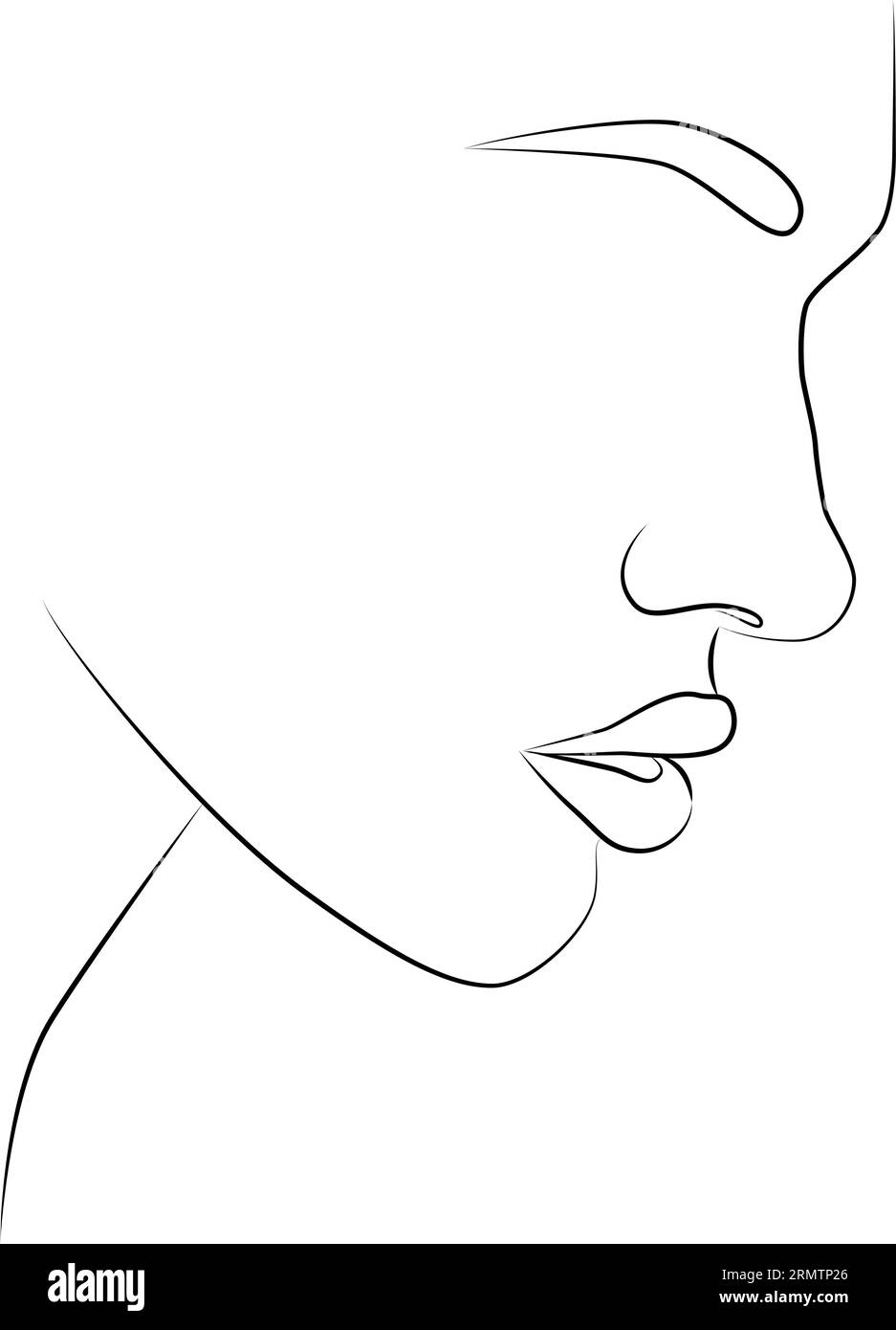 Abstract Minimal Female Portrait Minimalist Continuous Linear Sketch