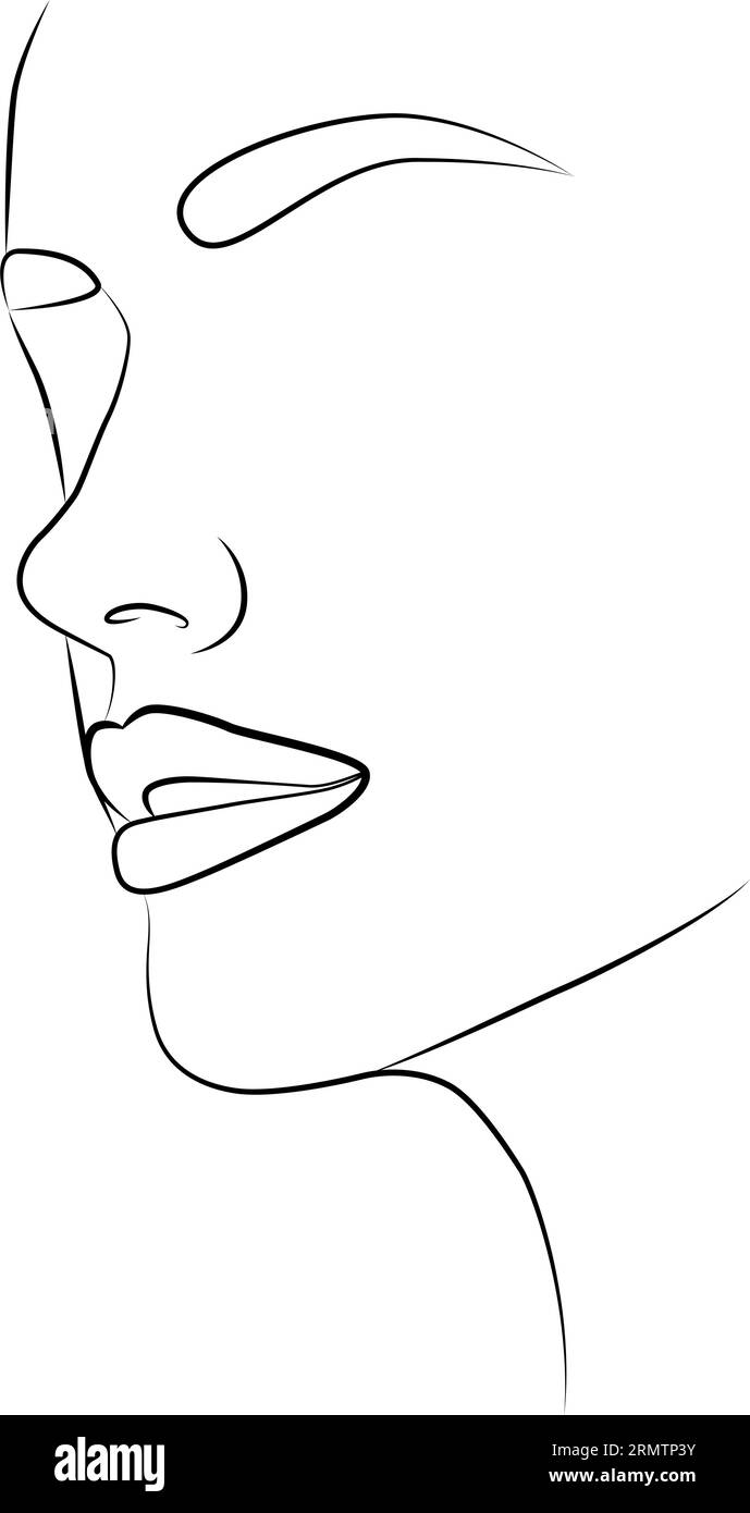 Girl. Continuous line, drawing many faces and hairstyles Stock Vector ...