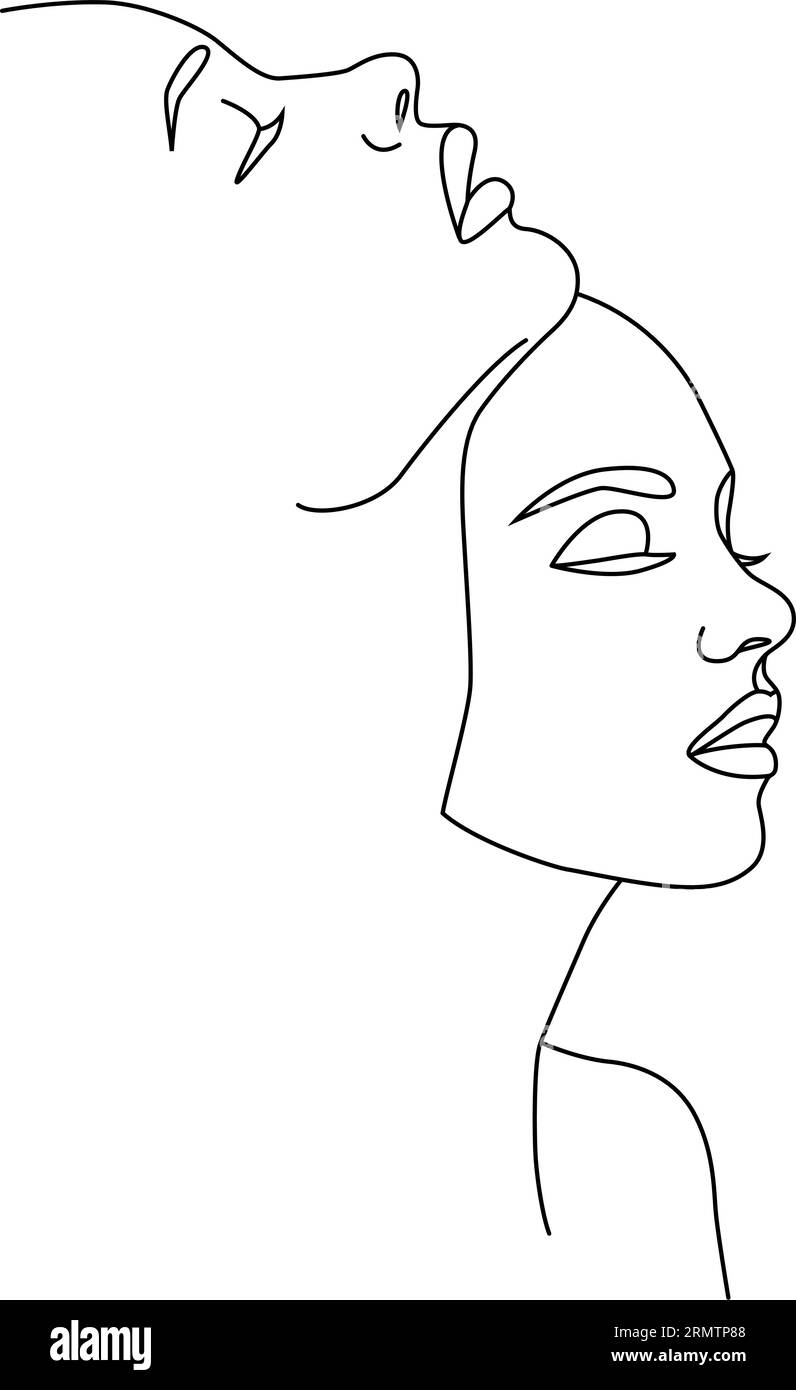 Abstract minimal female portrait. Minimalist continuous linear sketch ... Abstract minimal female portrait. Minimalist continuous linear sketch ...