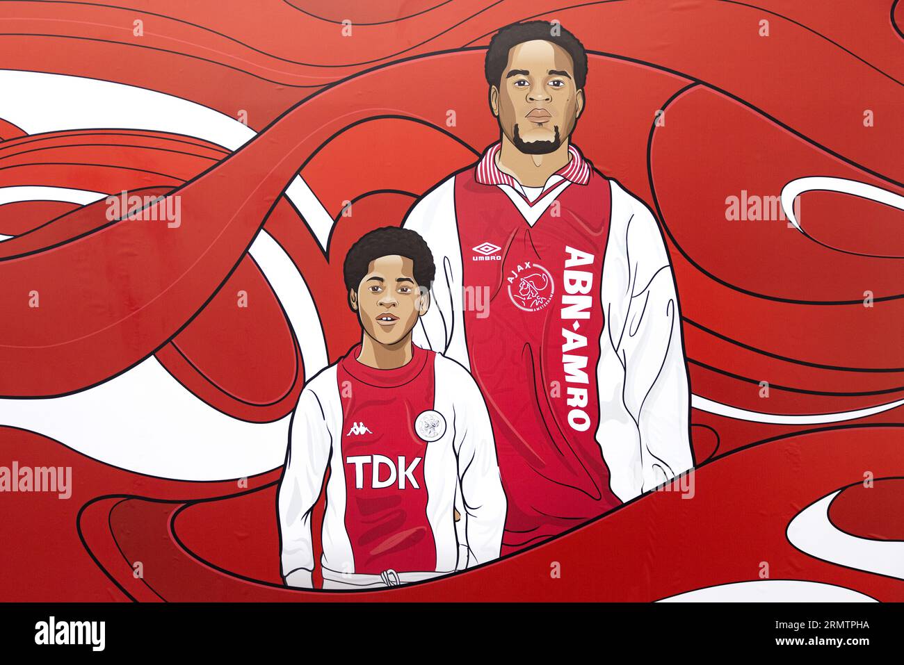 AMSTERDAM - Patrick Kluivert on the mural in the Johan Cruijff ArenA ...
