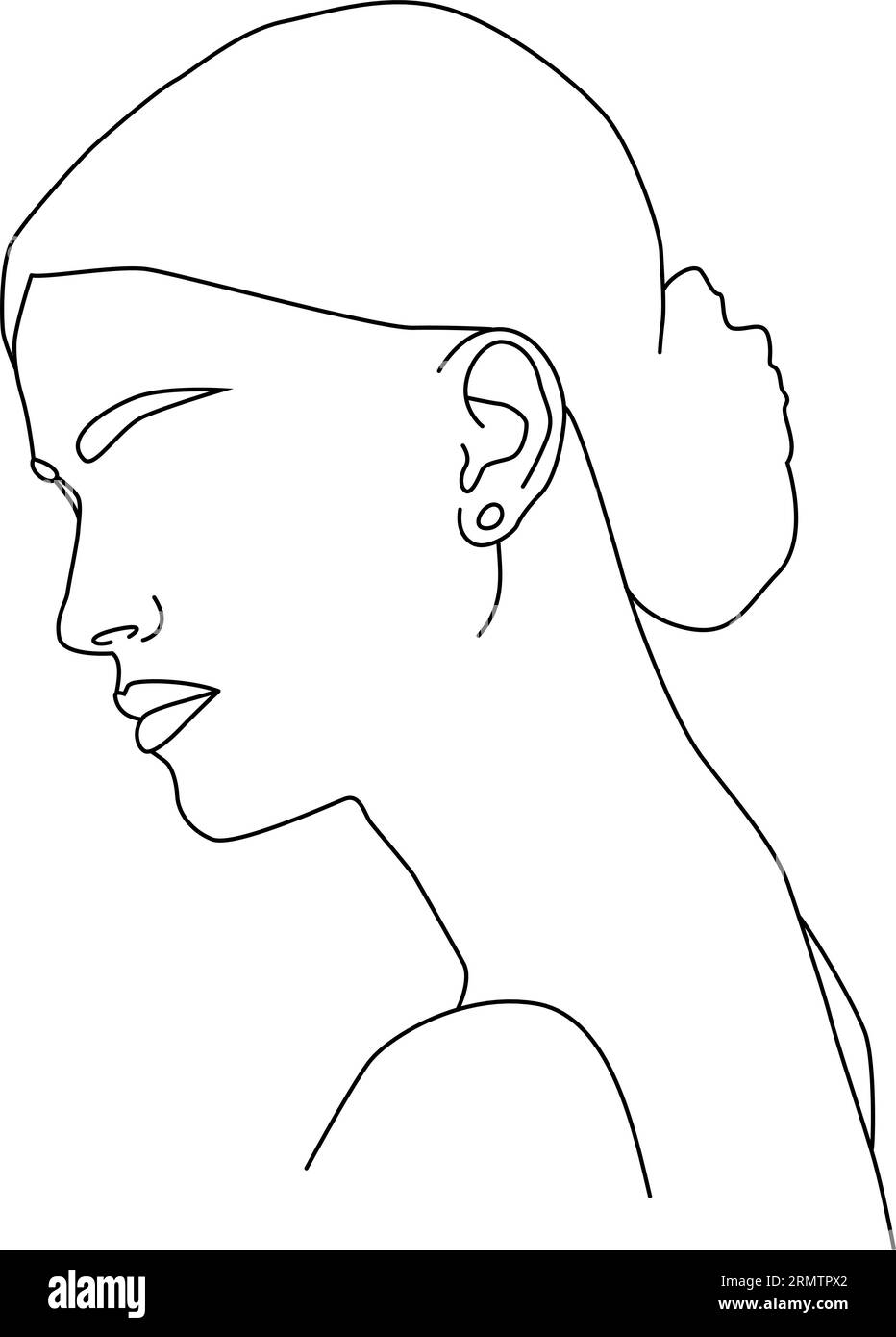 Portrait along the lines. Abstract artistic drawing of a female face ...