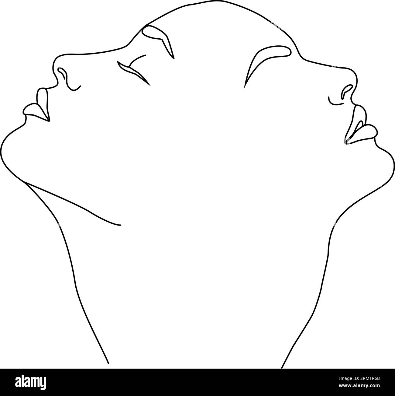 Abstract minimal female portrait. Minimalist continuous linear sketch ...