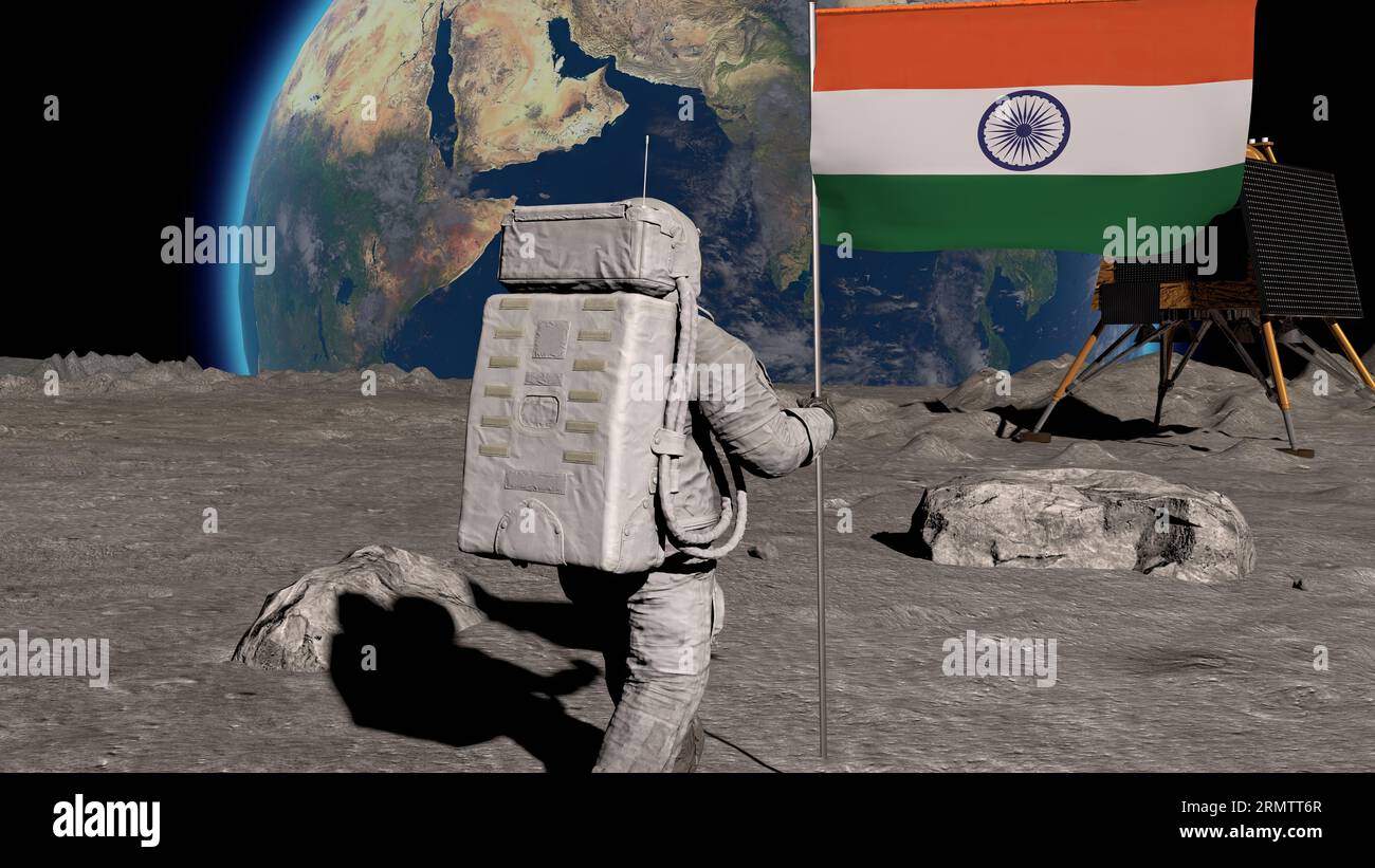 Indian Astronaut On Moon