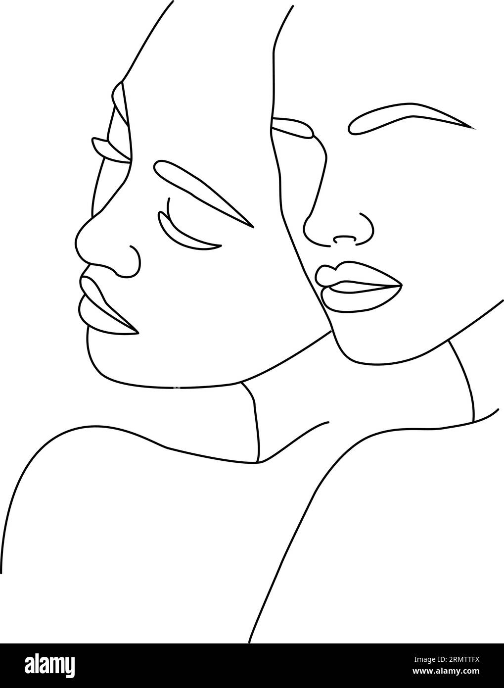 Abstract minimal female portrait. Minimalist continuous linear sketch ... Abstract minimal female portrait. Minimalist continuous linear sketch ...