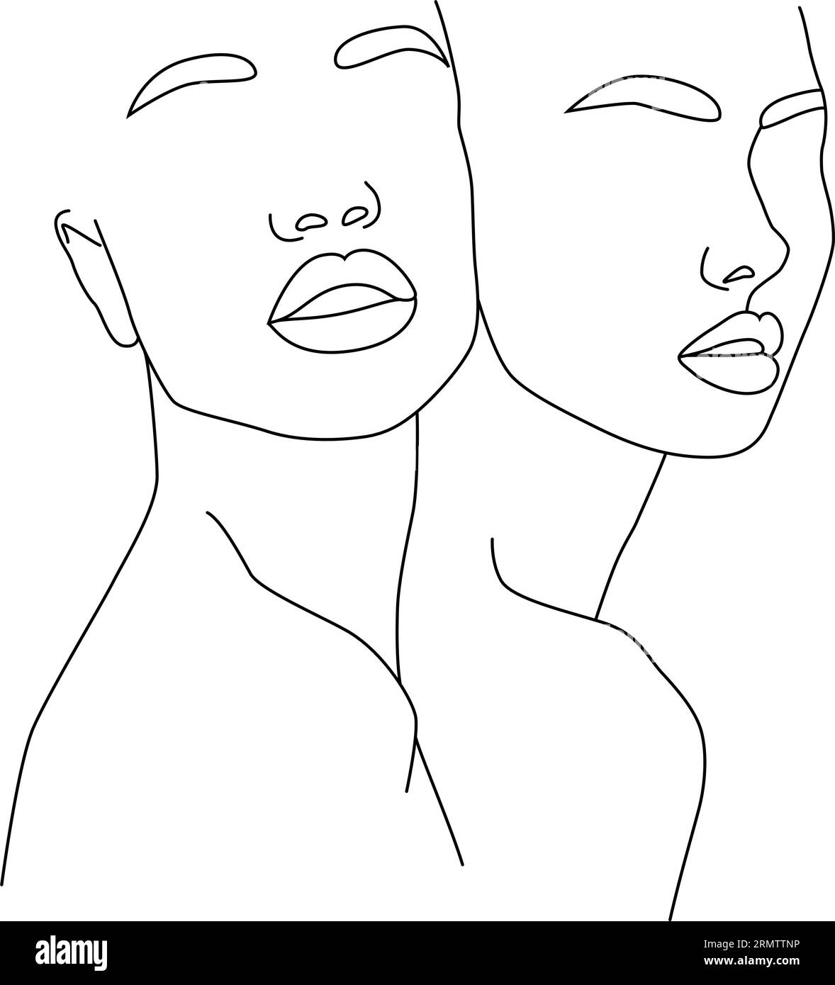 Portrait by line. Drawing of a woman. Artistic drawing of the female ...