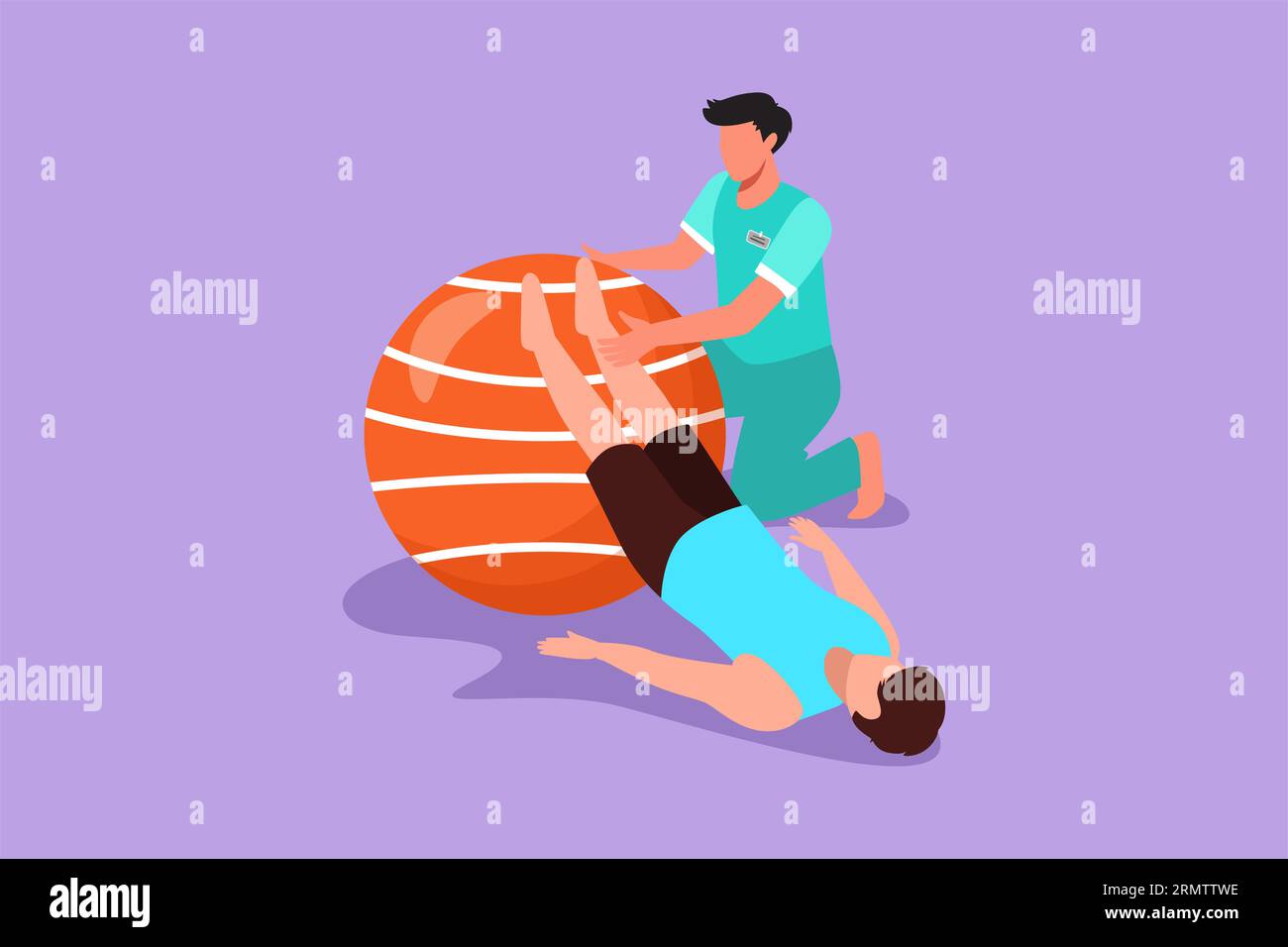 Cartoon flat style drawing physiotherapy rehabilitation isometric ...