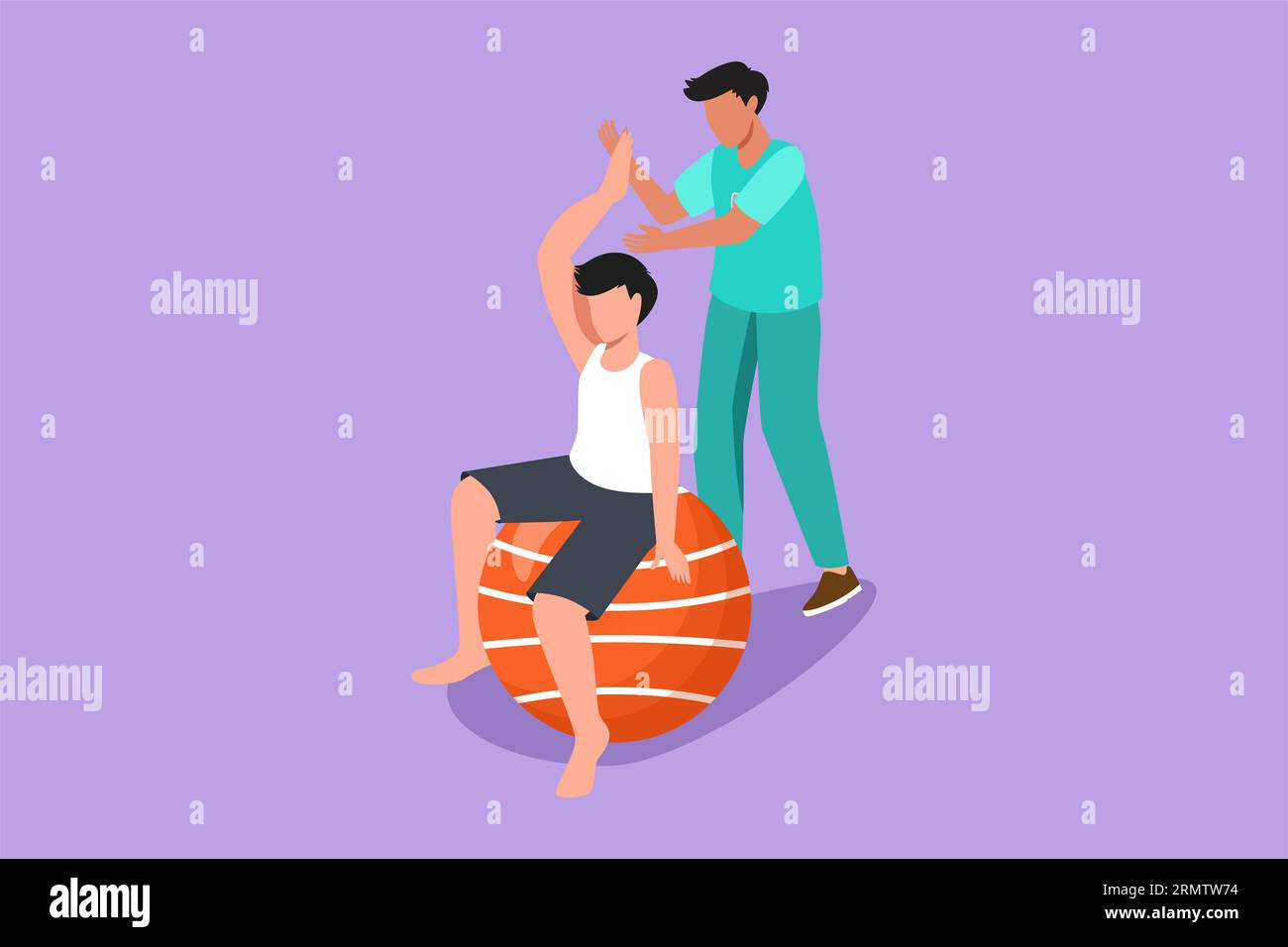 Character flat drawing physiotherapy rehabilitation isometric ...