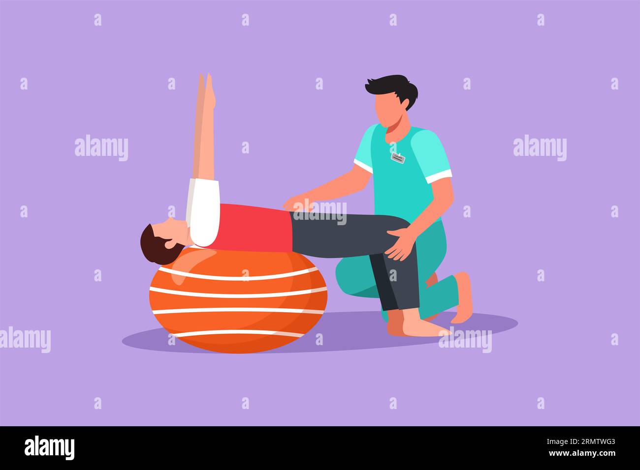 Graphic flat design drawing physiotherapy rehabilitation isometric ...