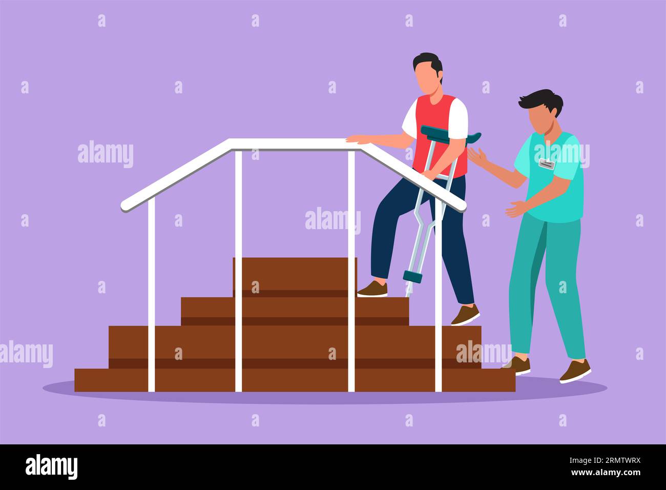 Graphic flat design drawing therapist working and helping male patient ...