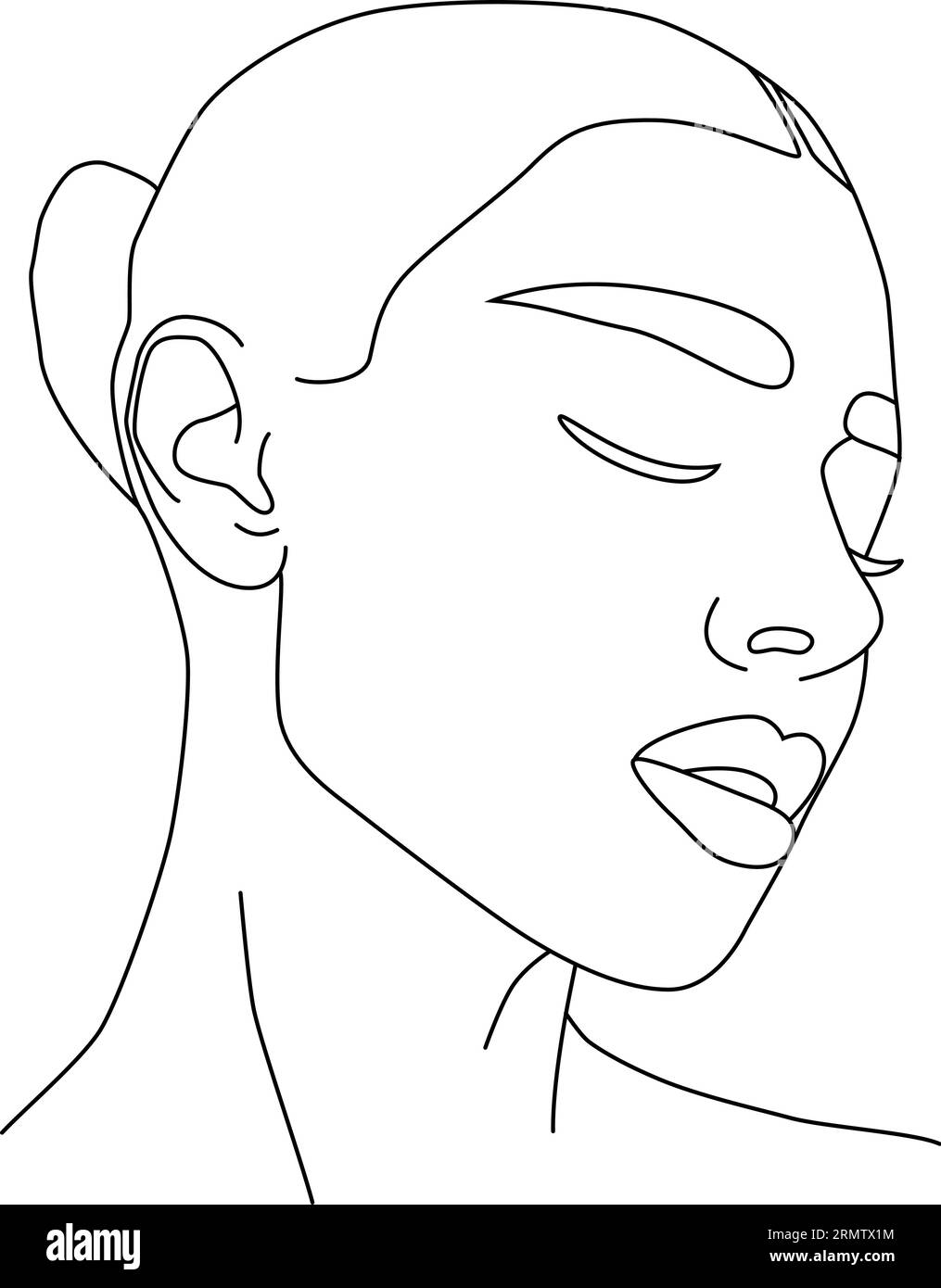 Portrait along the lines. Abstract artistic drawing of a female face ...