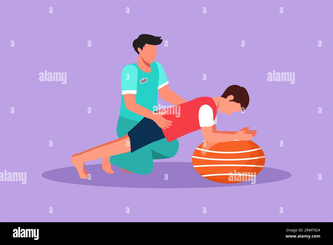 Graphic flat design drawing physiotherapist, rehabilitologist doctor ...