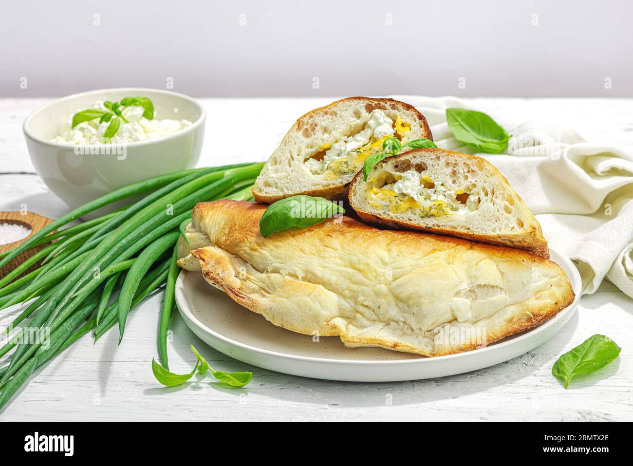 Homemade patty pies with cottage cheese and greens. High protein food ...