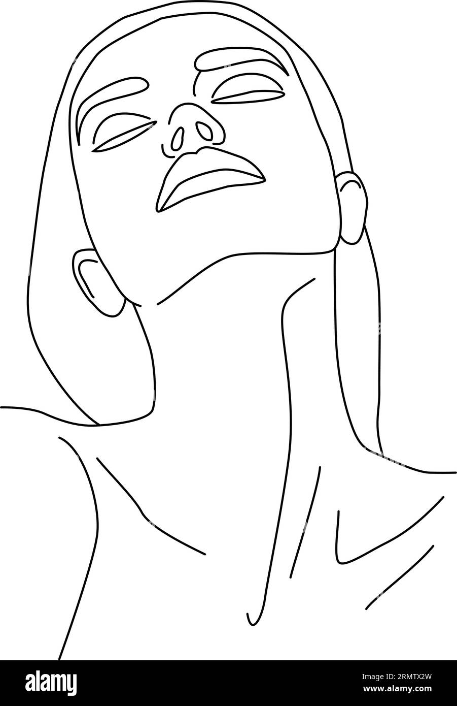 Portrait along the lines. Abstract artistic drawing of a female face ...