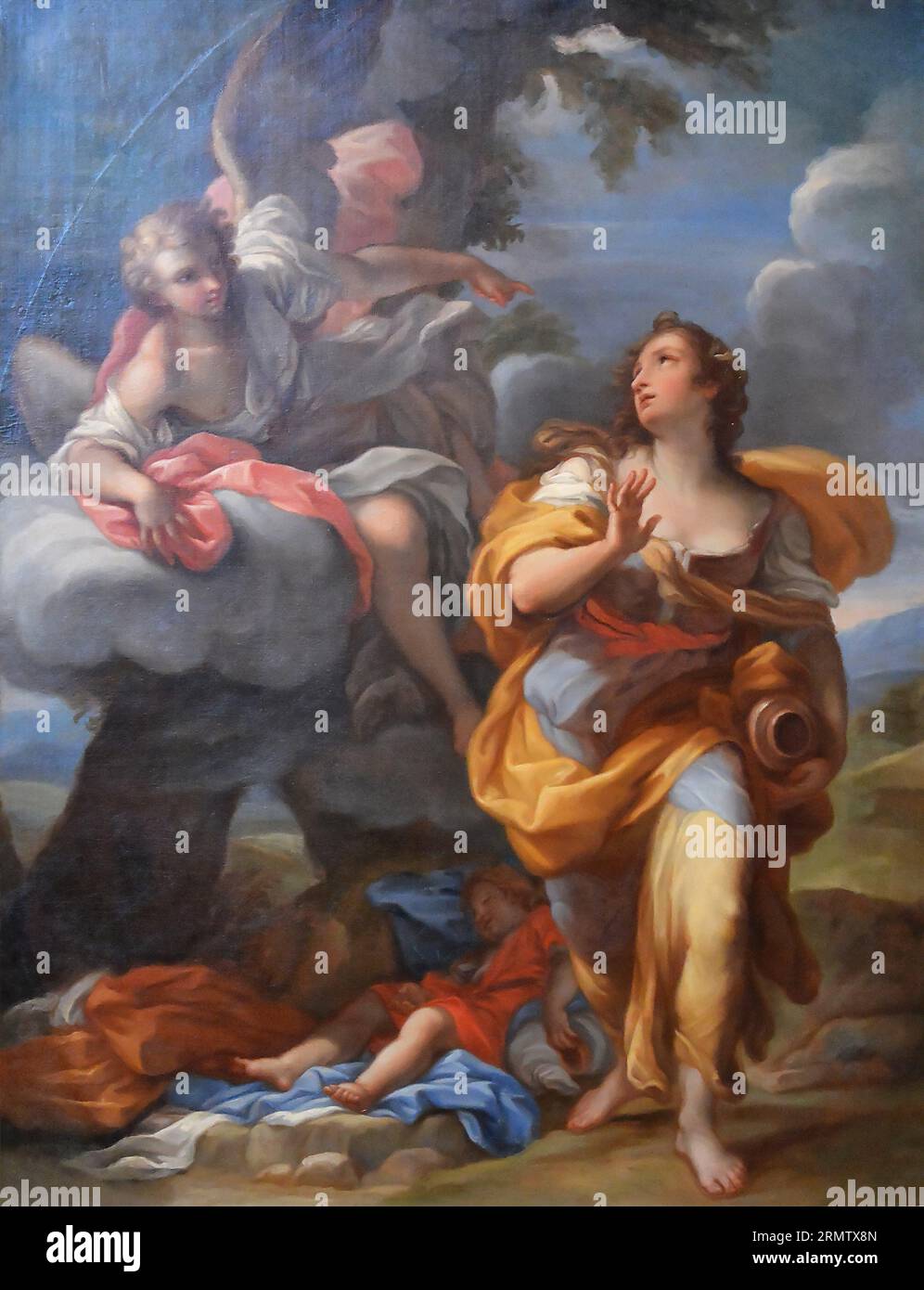 Hagar and the Angel circa 1705 by Giuseppe Bartolomeo Chiari Stock ...